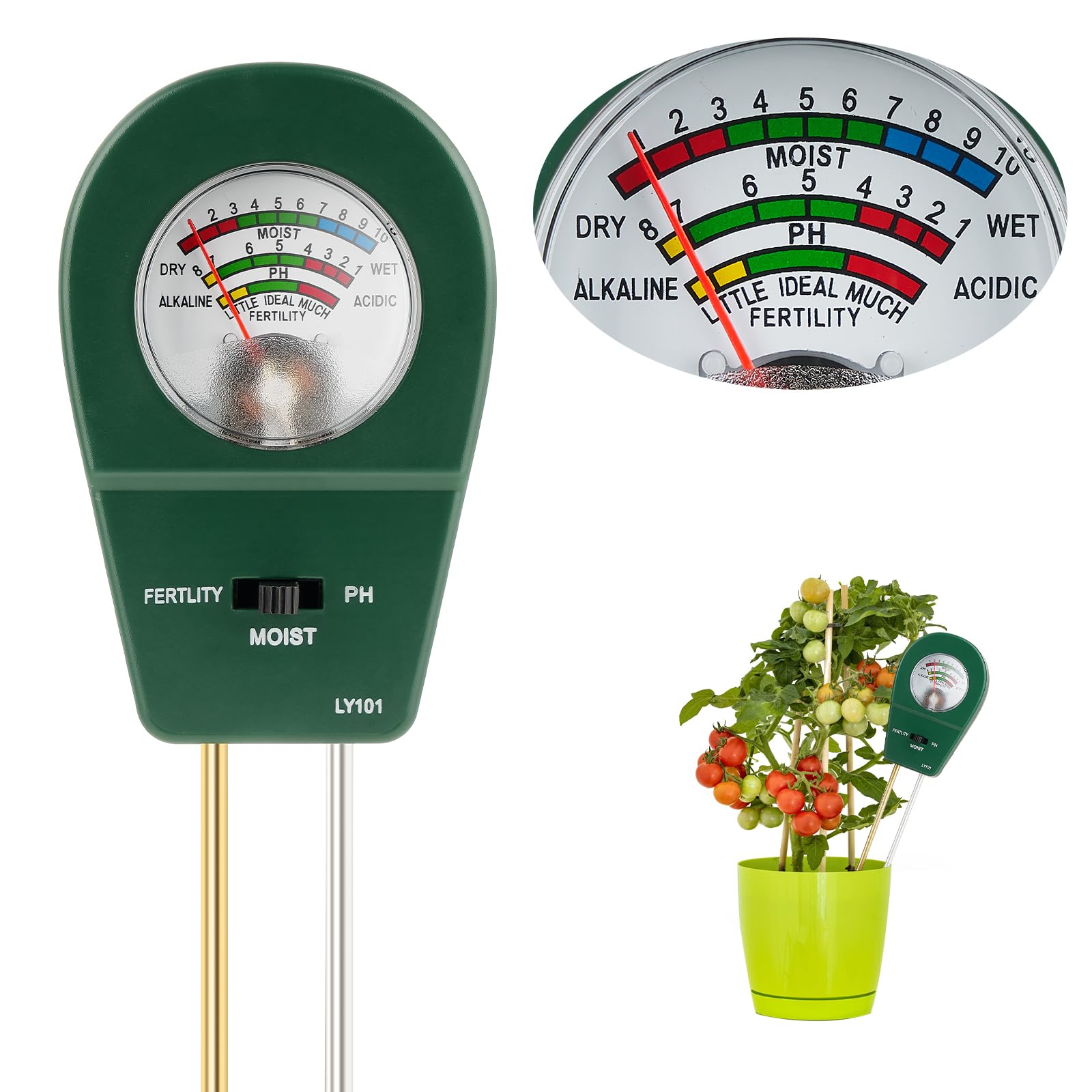 Snapklik.com : Adoric Soil Meter, 3-in-1 Soil PH/Moisture/Fertility ...