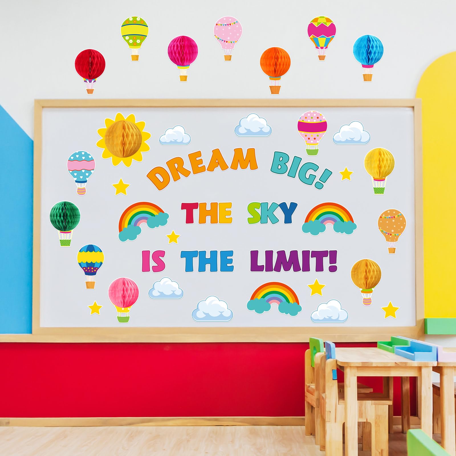 Snapklik.com : 82 Pcs Colorful 3D Hot Air Balloon Honeycomb Bulletin ...