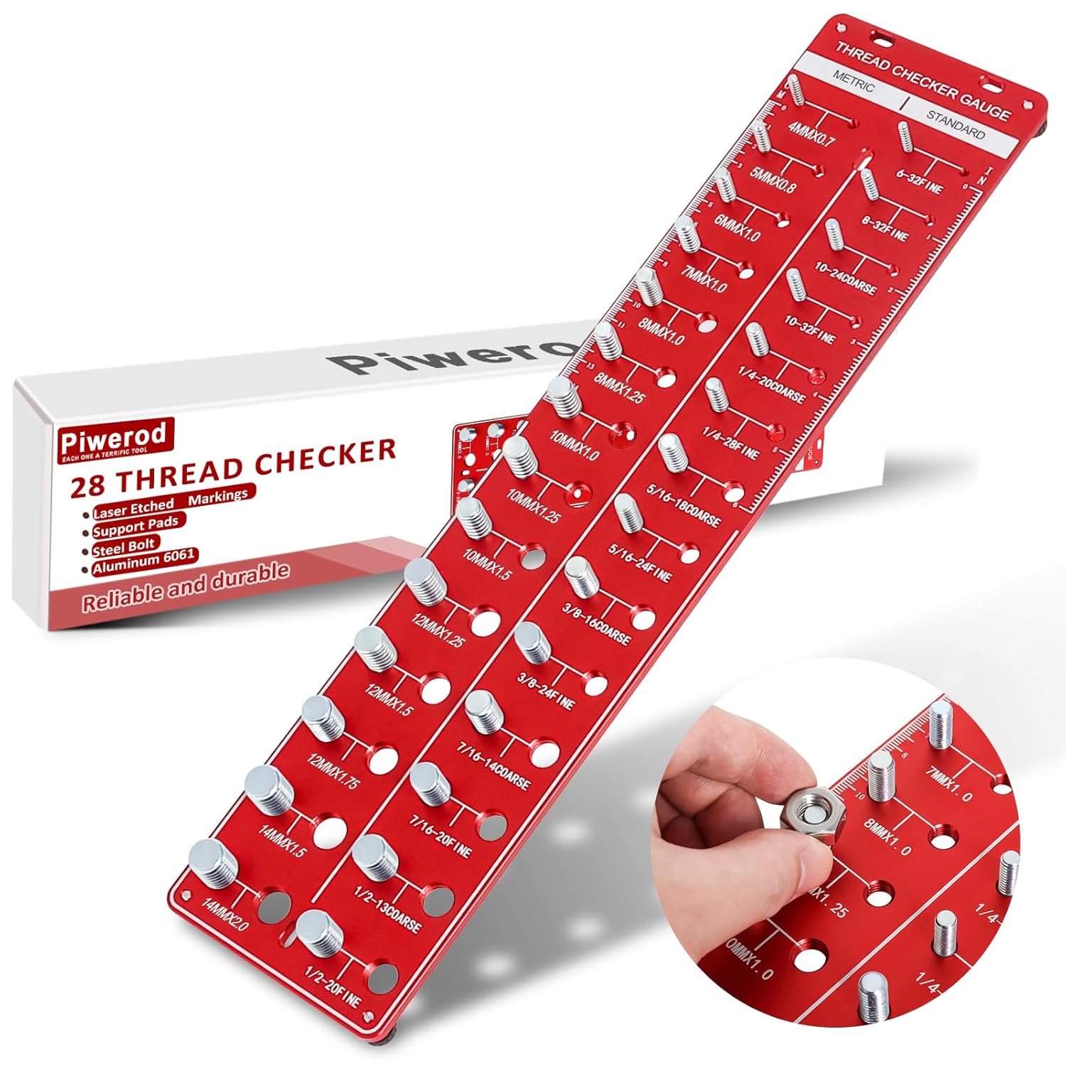 Amazon.com: Comprobador de roscas, comprobador de roscas de tuercas y ...