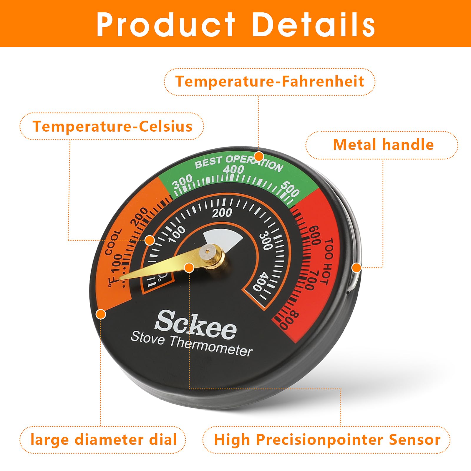 Snapklik.com : Magnetic Stove Temperature Gauge - Multi-Fuel Stove ...