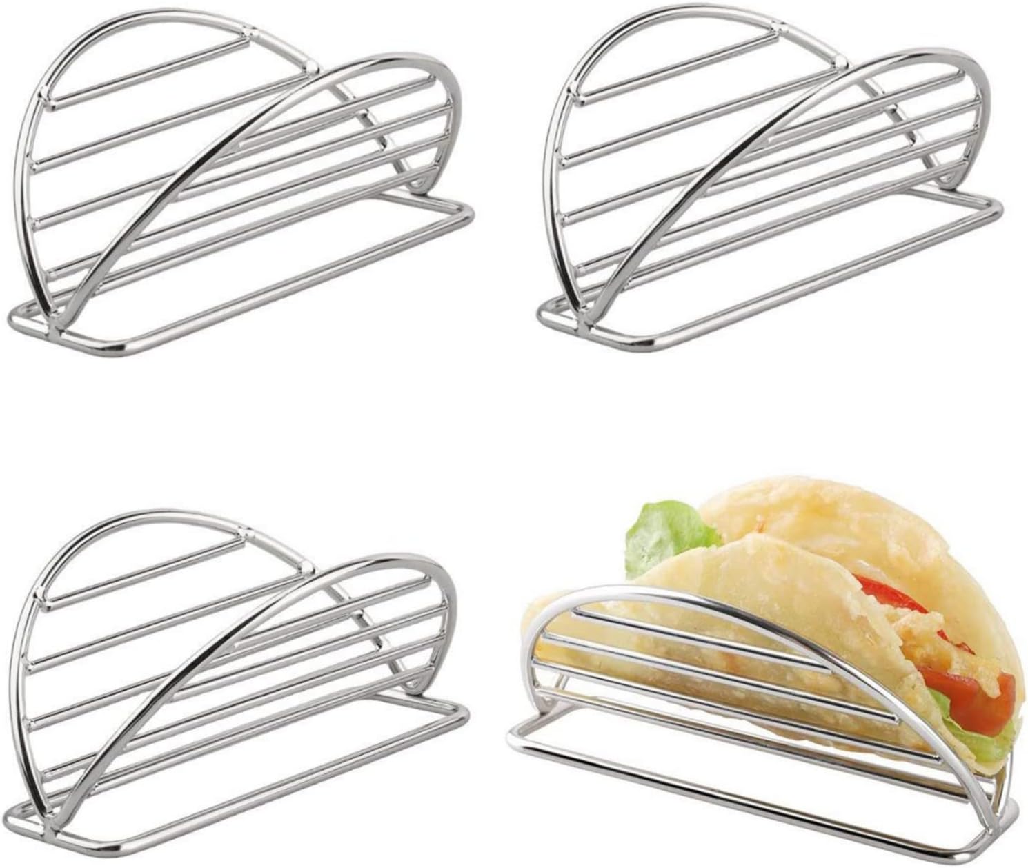 Amazon.com: LONG TAO 4 Pcs Stainless Steel Taco Rack Tray Stand Up ...