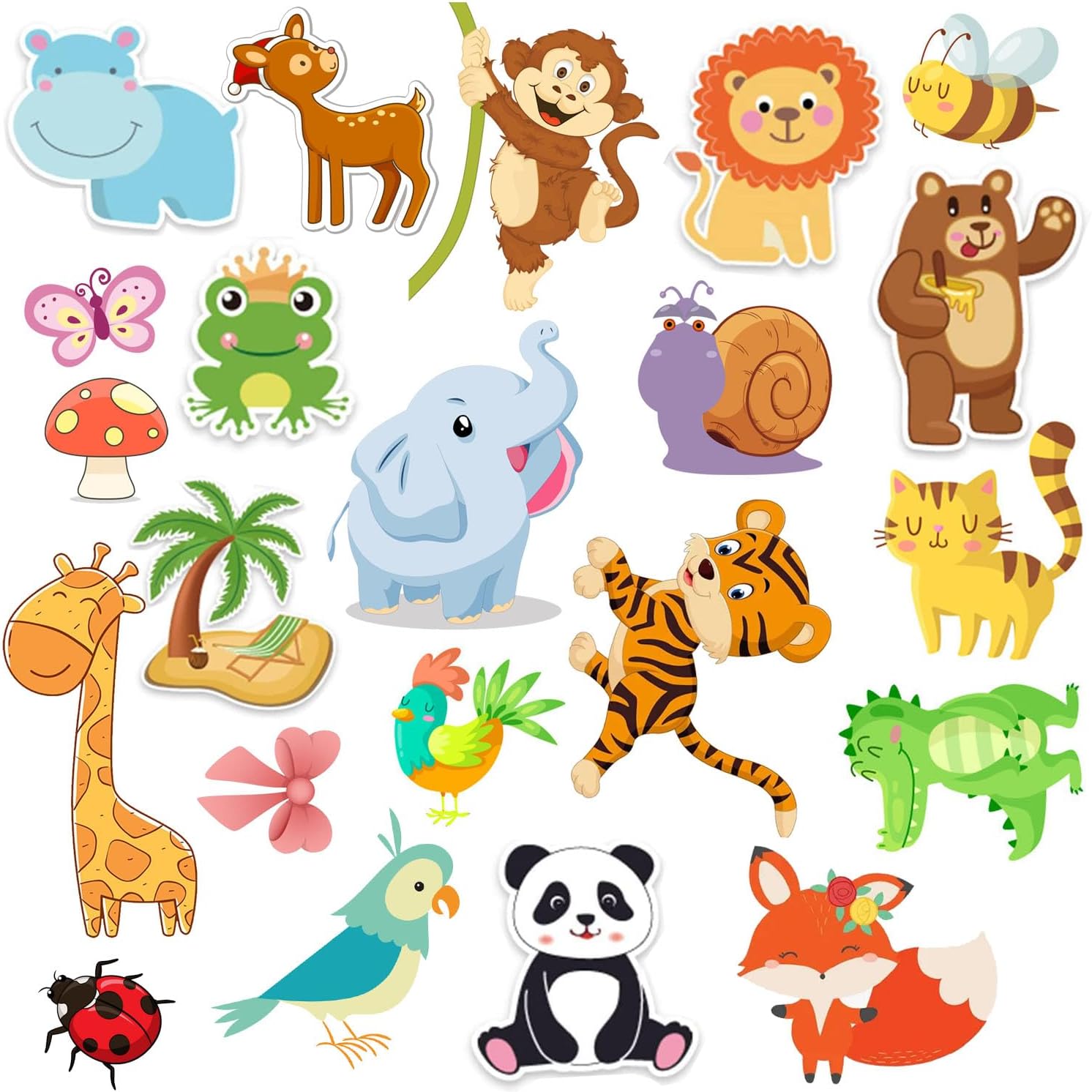 Amazon.com: 21Pcs Animals Reusable Window Clings for Kids Window ...