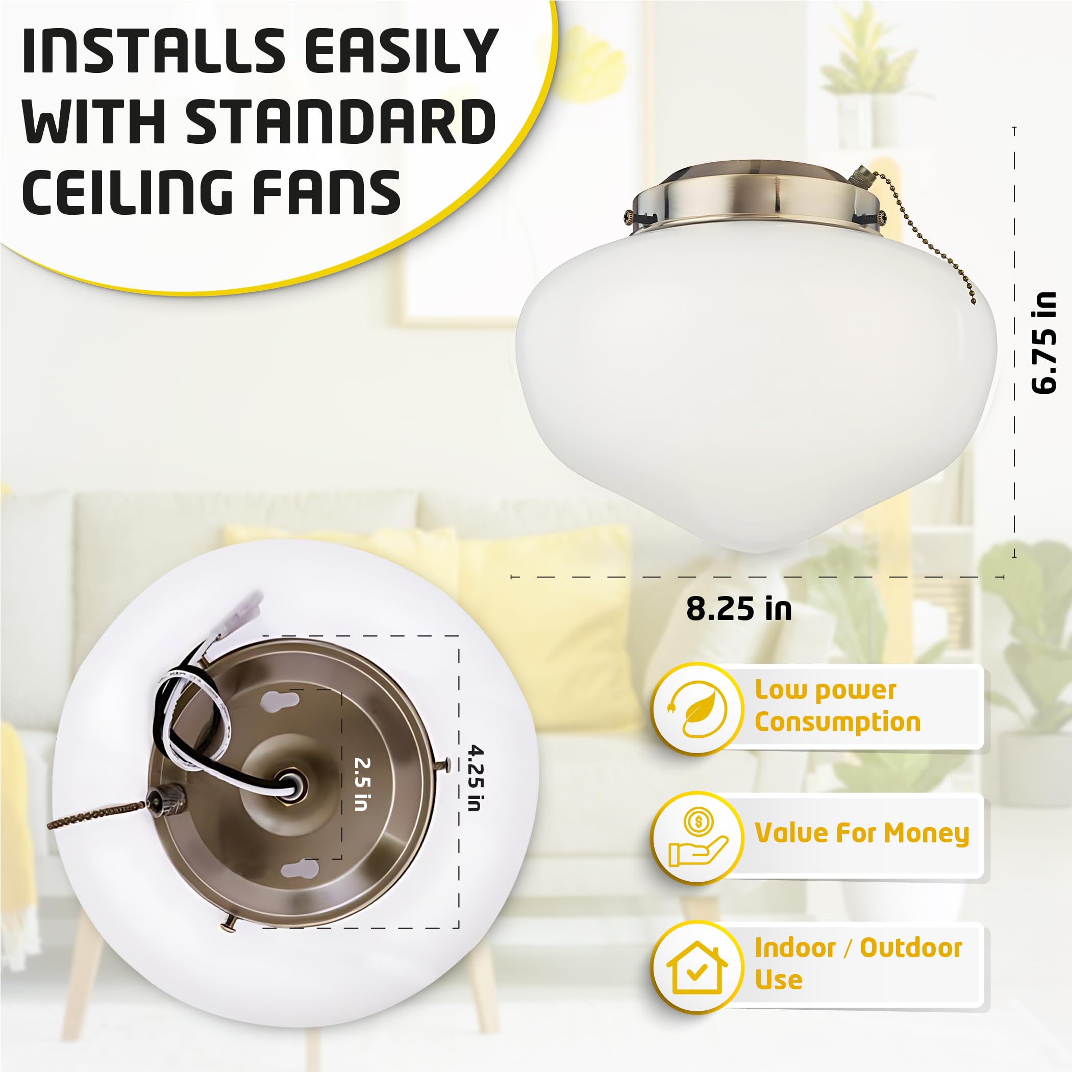 Schoolhouse Ceiling Fan Light Kit Westinghouse LED Indoor/Outdoor