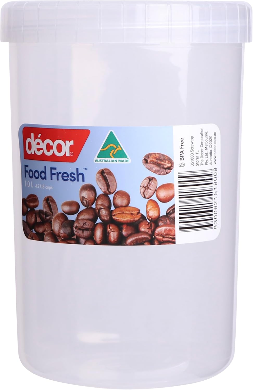 Décor Container Screw Top Container, 1L, Clear Large, 1, Piece : Amazon ...