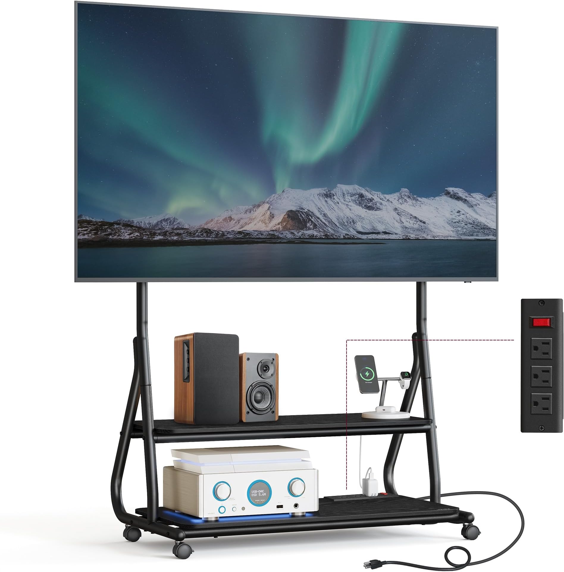Amazon.com: GYIIYUO Rolling TV Stand with Mount and Fabric Drawer for ...