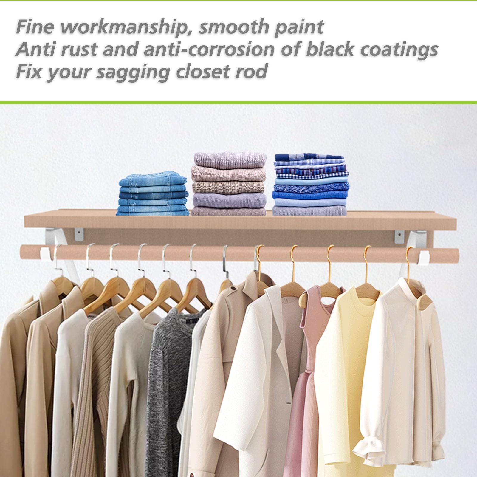 Snapklik.com : Heavy Duty Closet Rod Bracket, Adjustable Closet Shelf ...