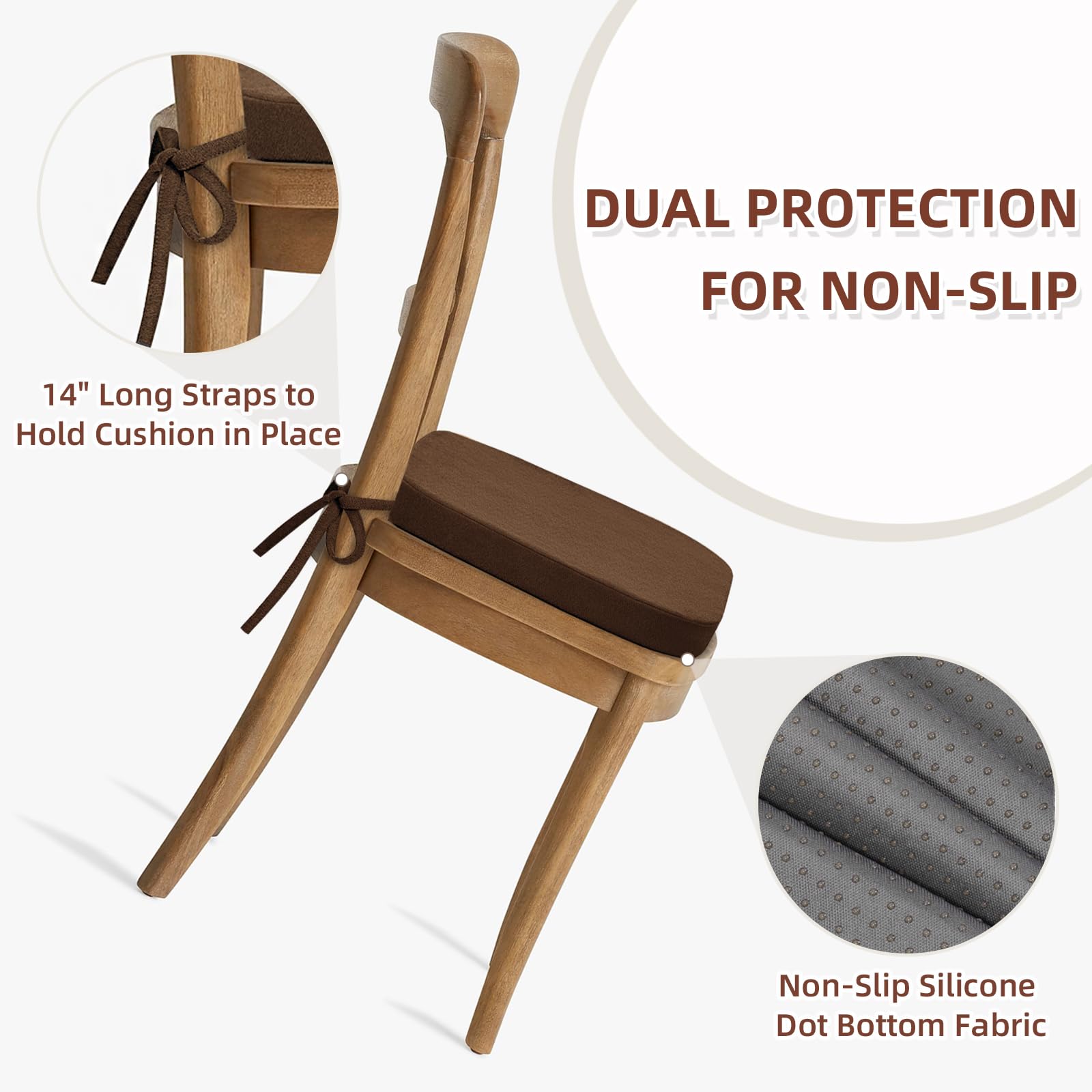 HAVARGO Chair Cushions for Dining Chairs with Supportive Foam [16.5x16 ...