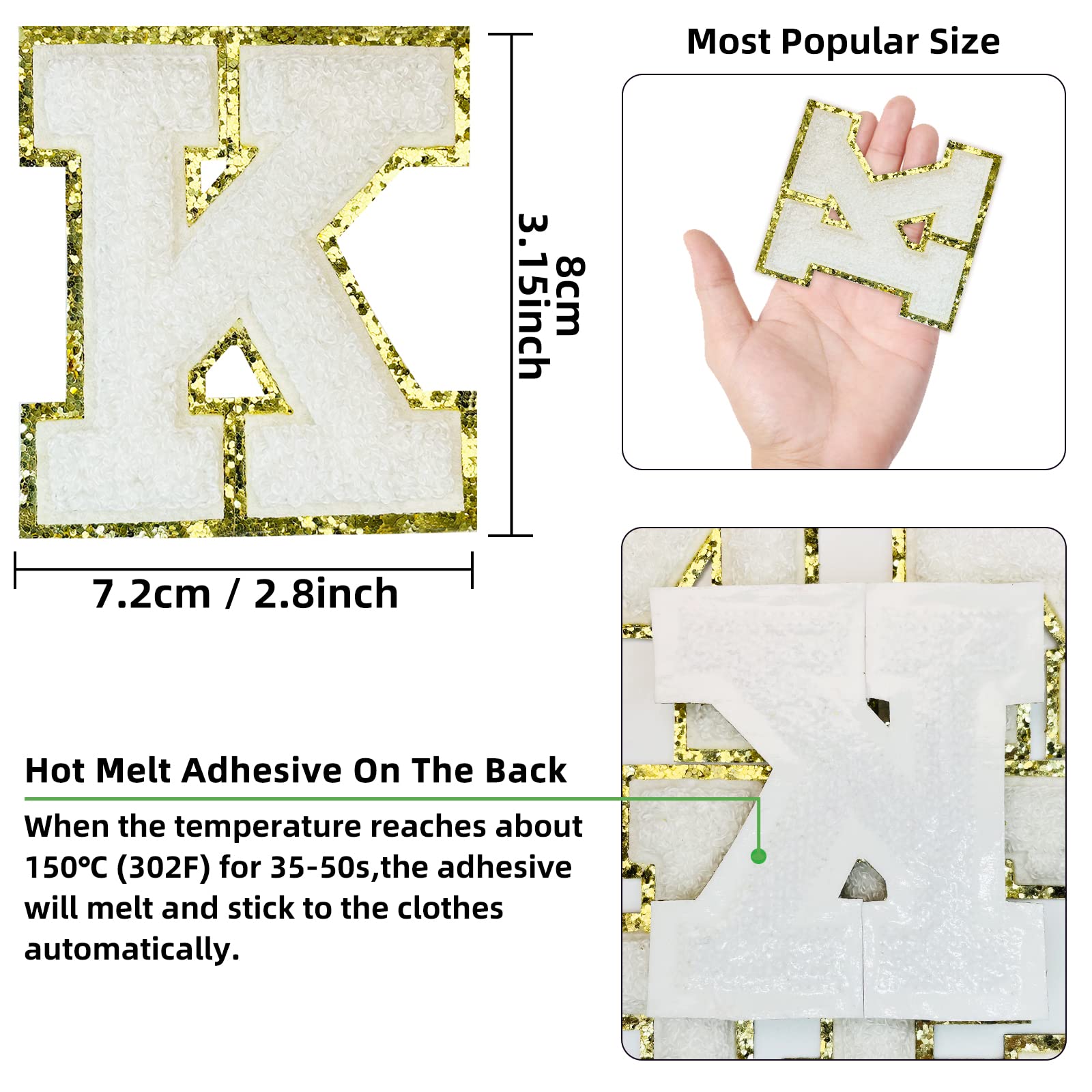 Snapklik.com : Jongdari Iron On Letters For Clothing, 8 Pcs Chenille ...