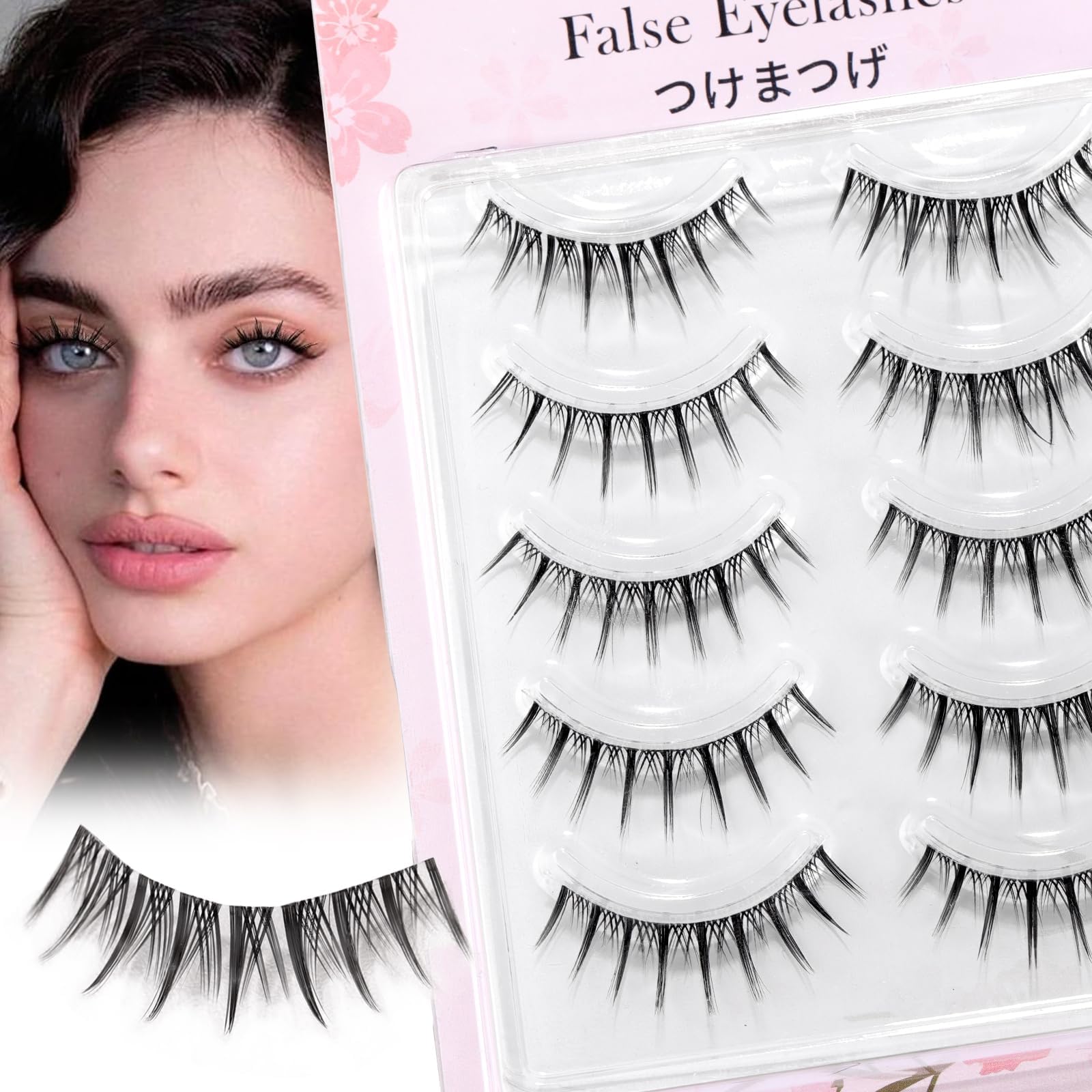 Amazon.com: MSQ False Eyelashes 12mm Faux 3D Mink Lashes 5 Pairs ...