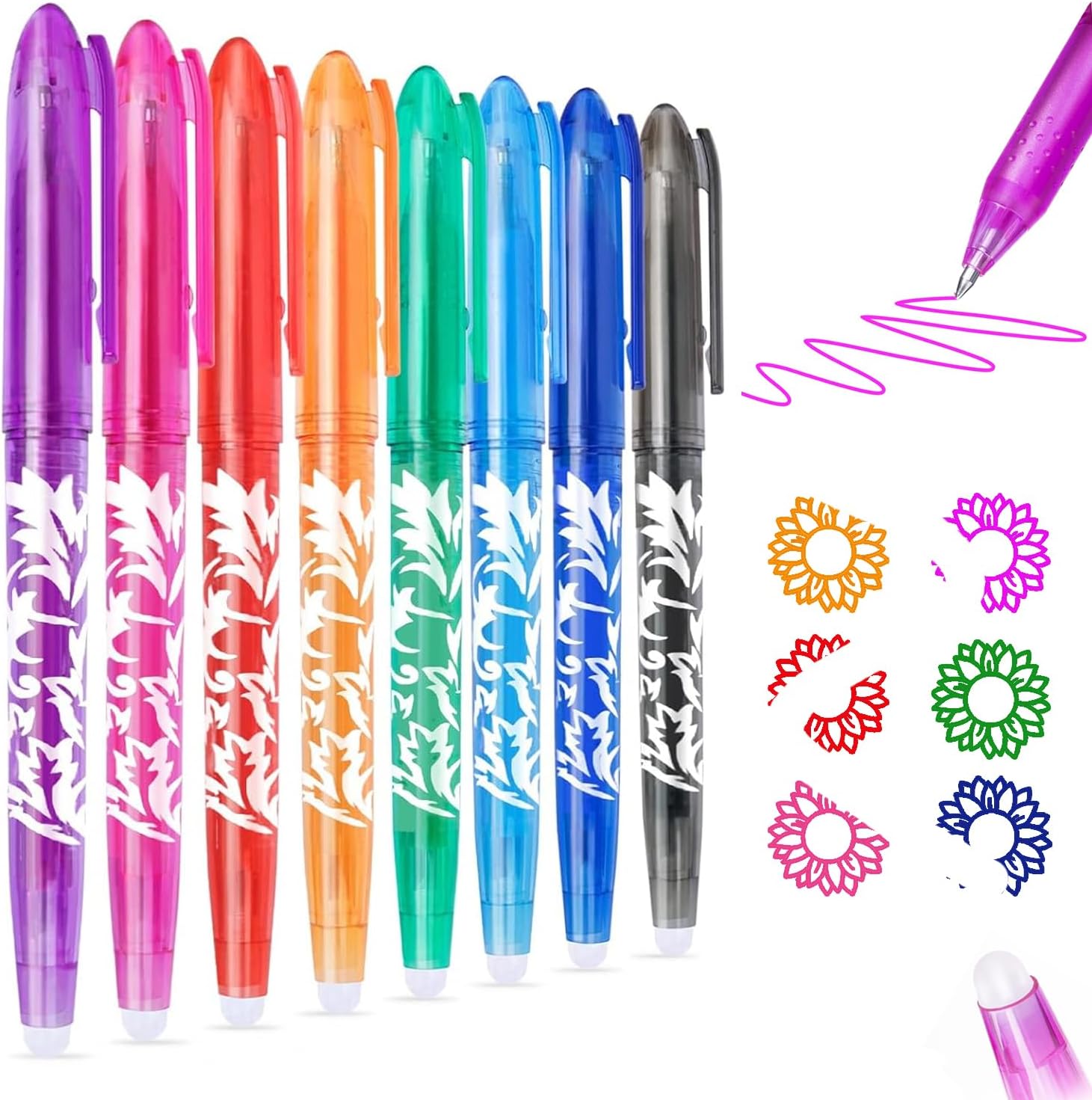 ZOCONE 12 Pcs Coloured Erasable Pens for Kids, 0.5mm Rubber Pens with ...