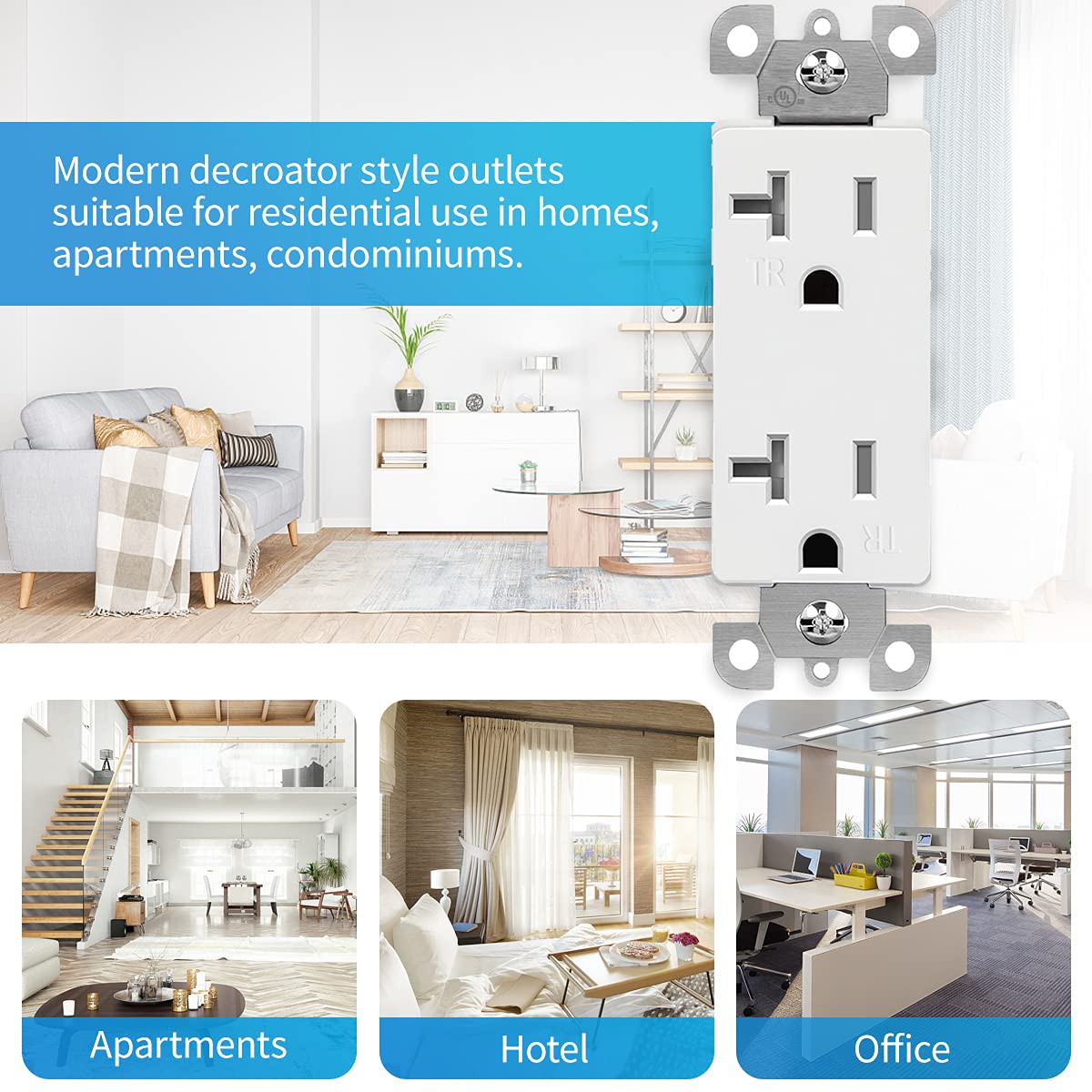 Snapklik.com : Micmi Decorator Receptacle Outlet, Standard Electrical ...