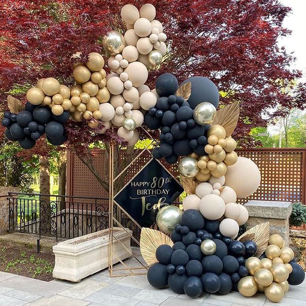 Amazon.com: 164pcs Black and Gold Balloon Garland Arch Kit Double ...