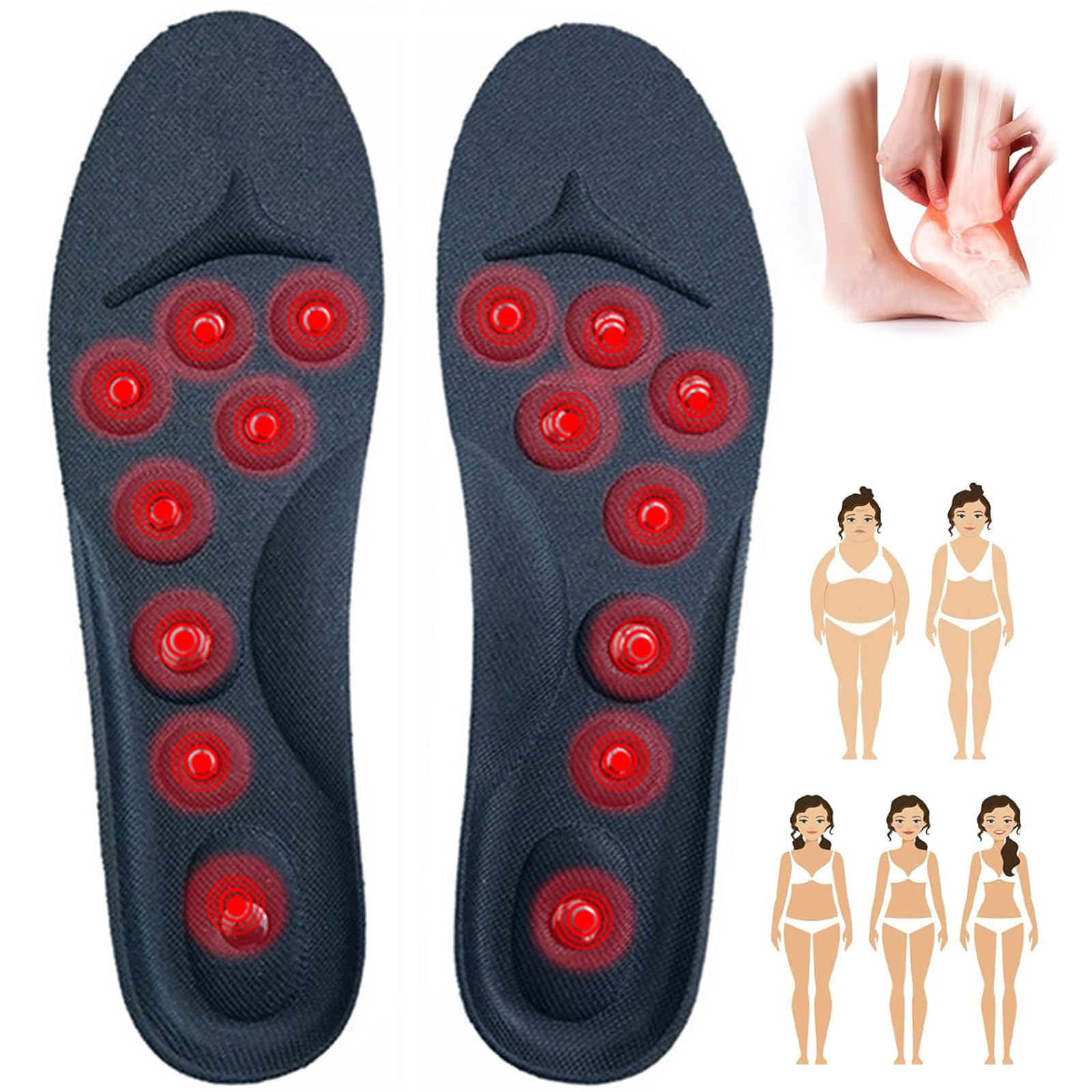 Amazon.com: Vuirrm Magnetic Insoles, Acupressures Insoles for Weight ...