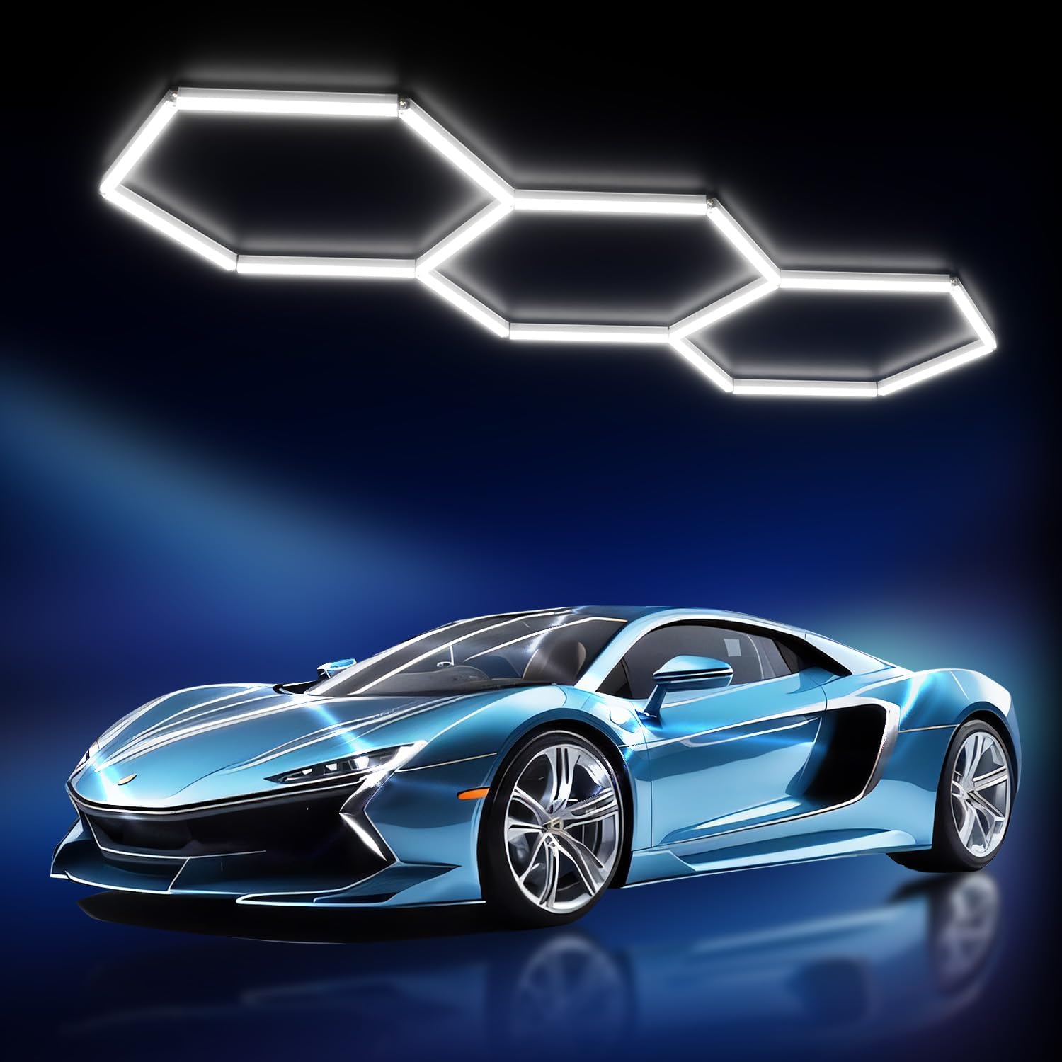 JTT Hexagon Garage Lights,16Pack 128W LED Garage Hexagon Lights,3 Grids ...