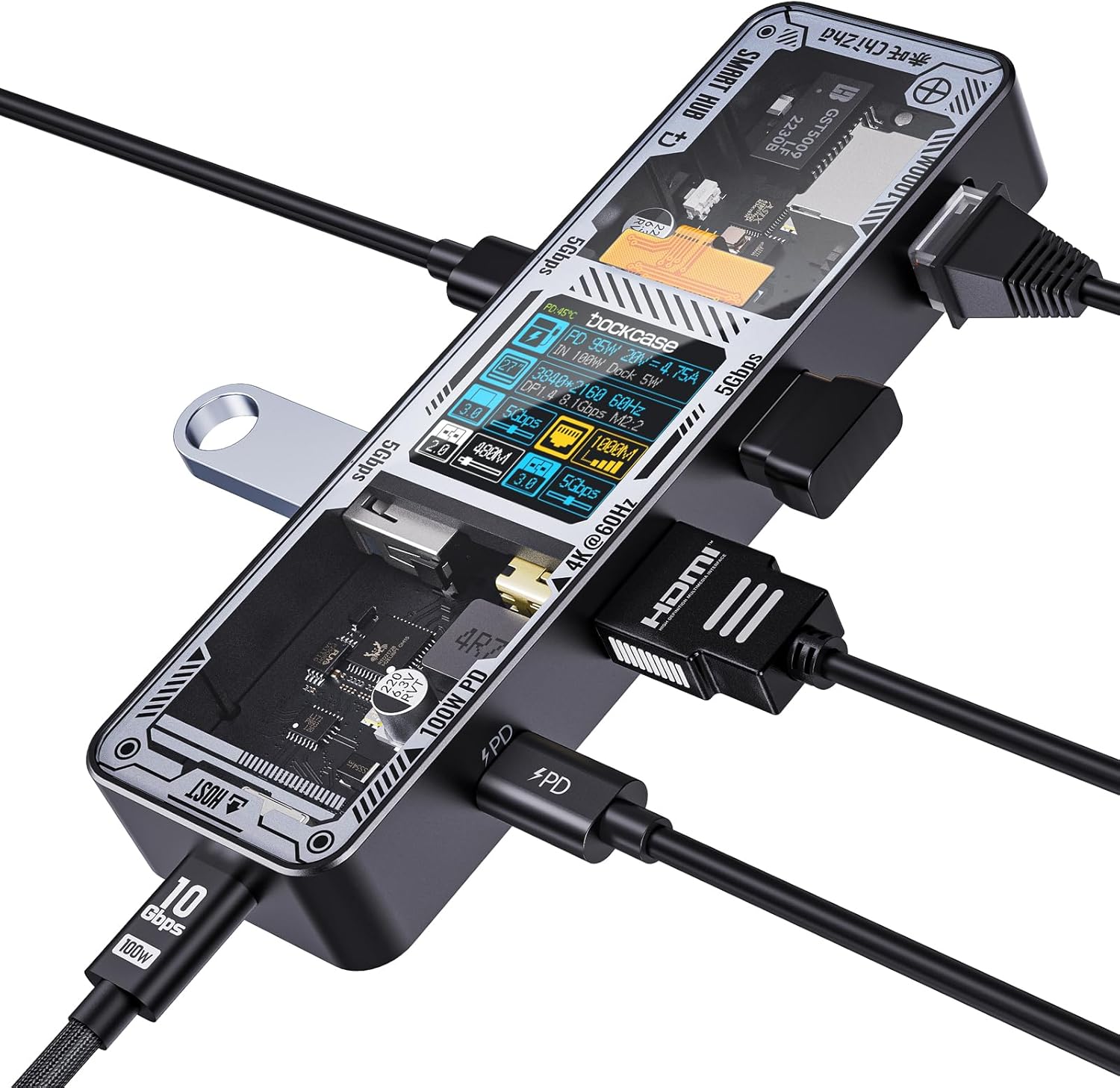 DOCKCASE Explorer Edition Smart USB Hub 6-in-1, 1 Gigabit Ethernet port ...