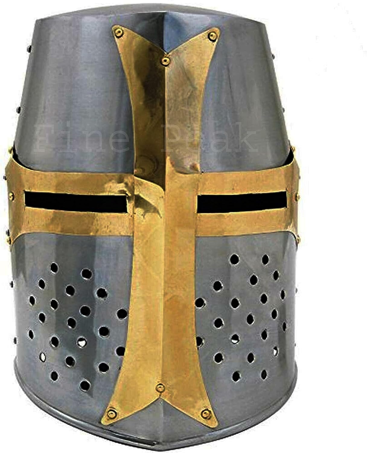 Amazon.com: Fine Peak 18 Gauge Medieval Crusader Helmet Metal Knight ...