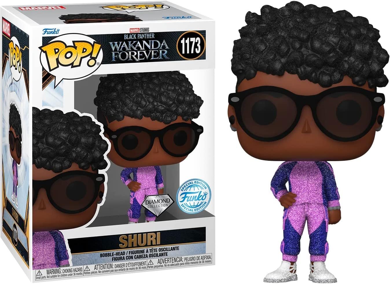 Funko Pop! Marvel: BPWF - Princess - Shuri - Diamond Glitter - Black ...