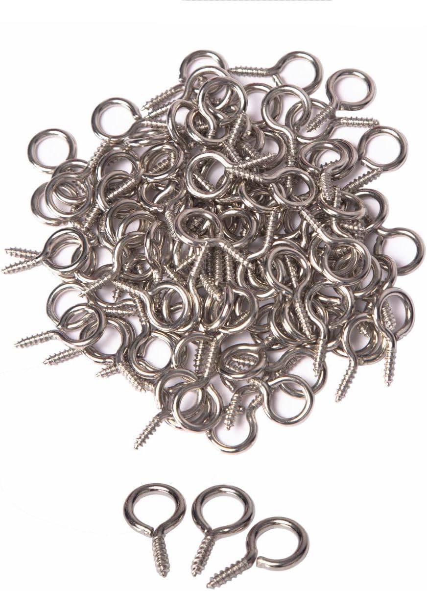 Mariyandh 100PCS 1.1 inches Silver Eye Hooks Screw Metal Eye Hooks ...