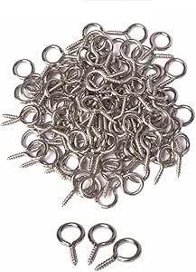 Mariyandh 100PCS 1.1 inches Silver Eye Hooks Screw Metal Eye Hooks Small Eyelet Screws(5#,100PCS ...