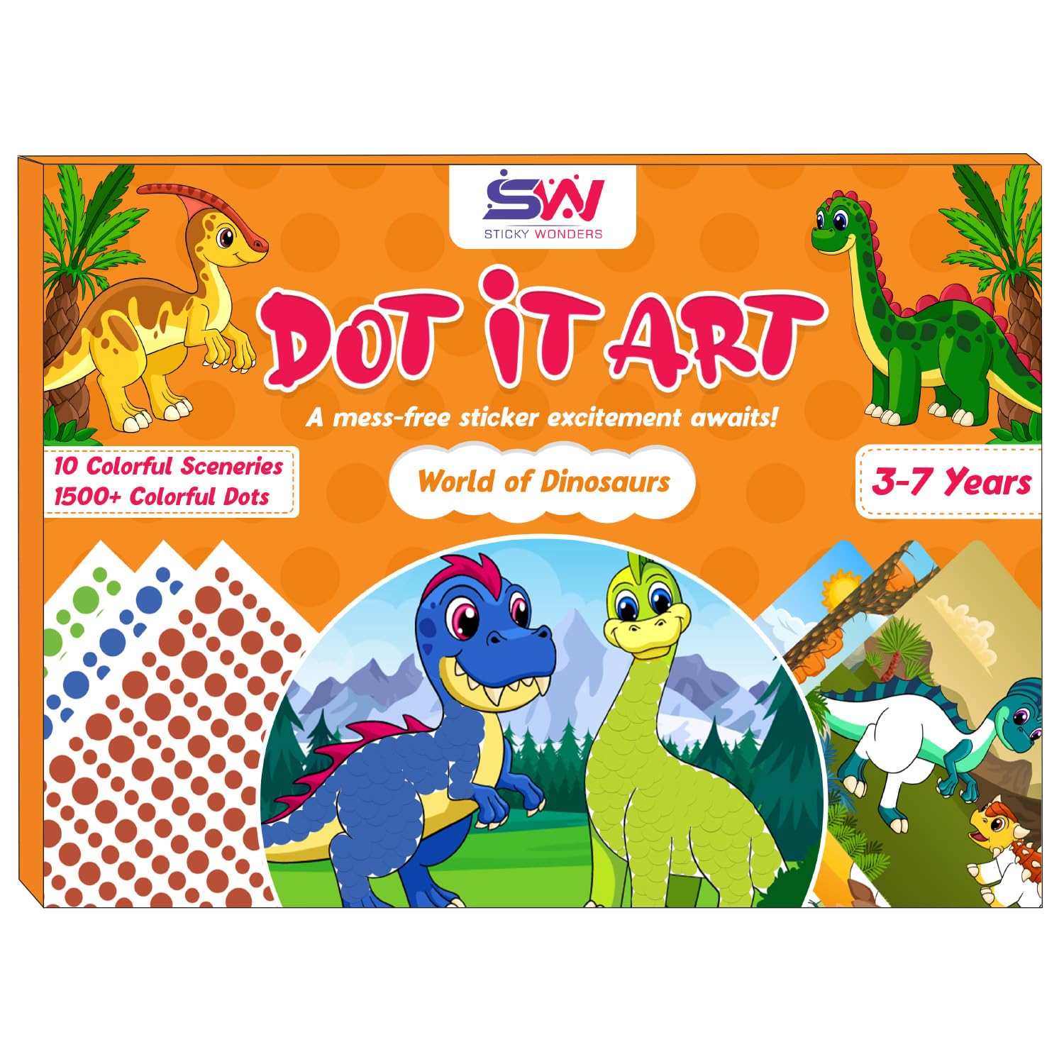 Amazon.com: Sticky Wonders World of Dinosaurs Sticker Dot Art Activity ...
