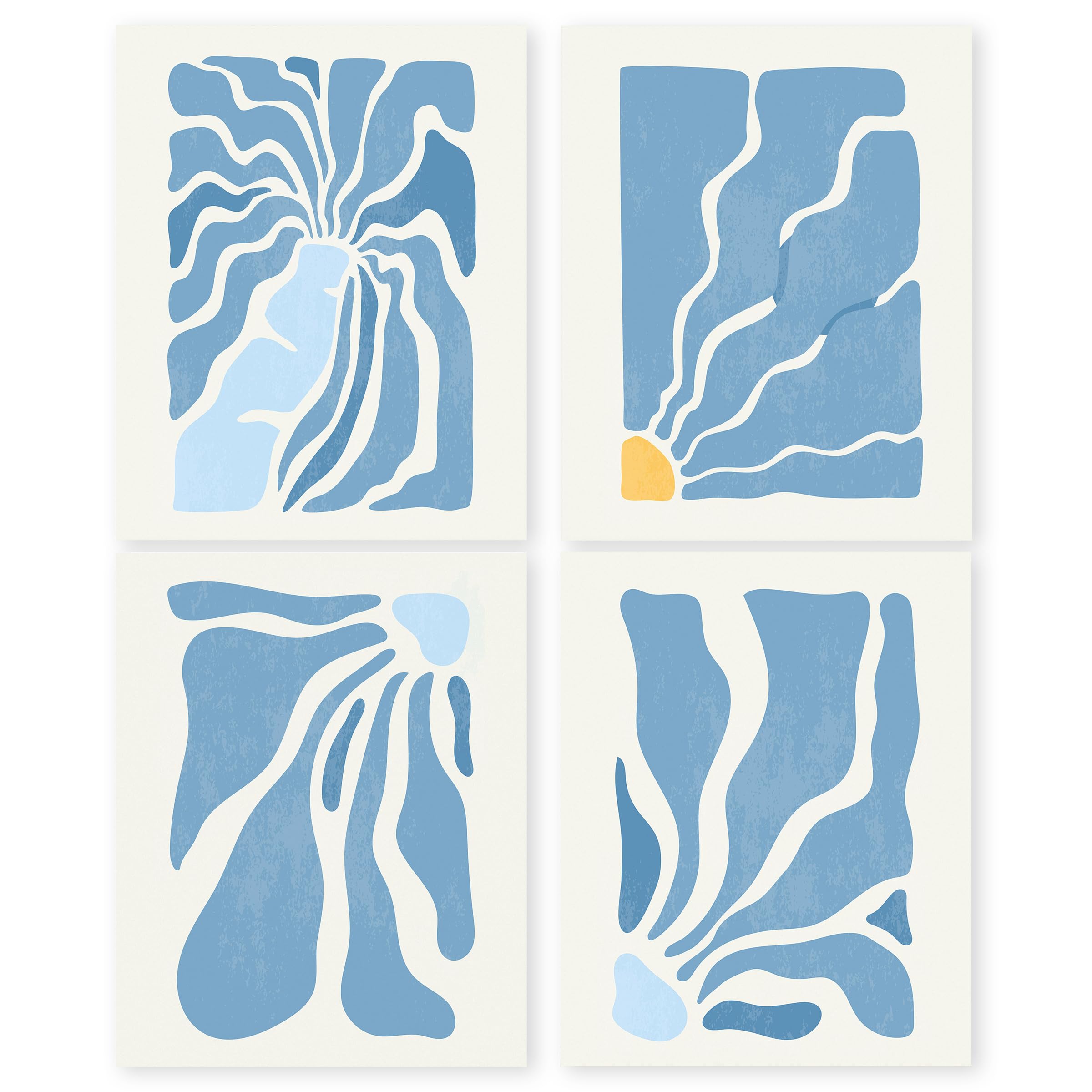 Amazon.com: HRQKO Boho Blue Flower Wall Art Poster Prints Set of 4 ...