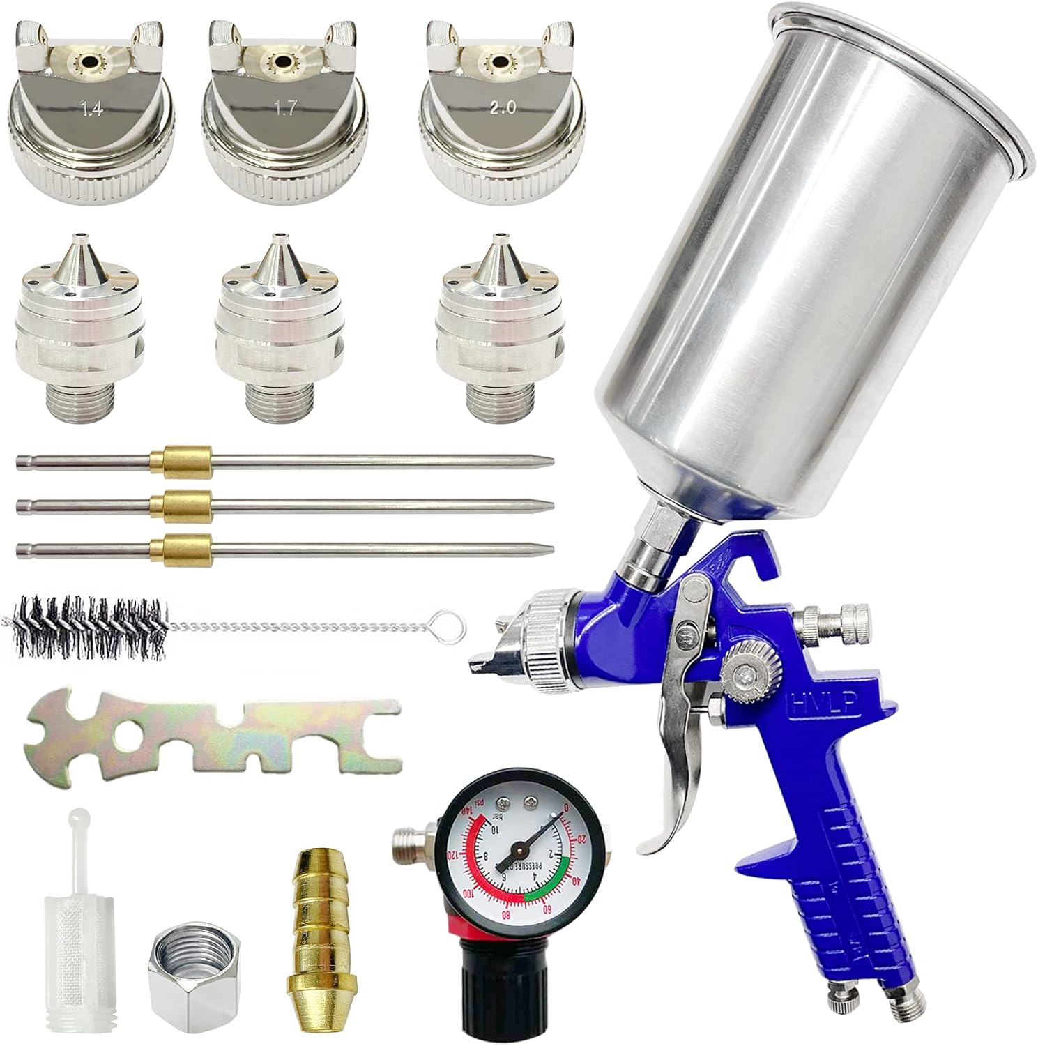 Automotive Paint Spray Gun Set, HVLP Gravity Feed Spray Gun with 1.4mm ...