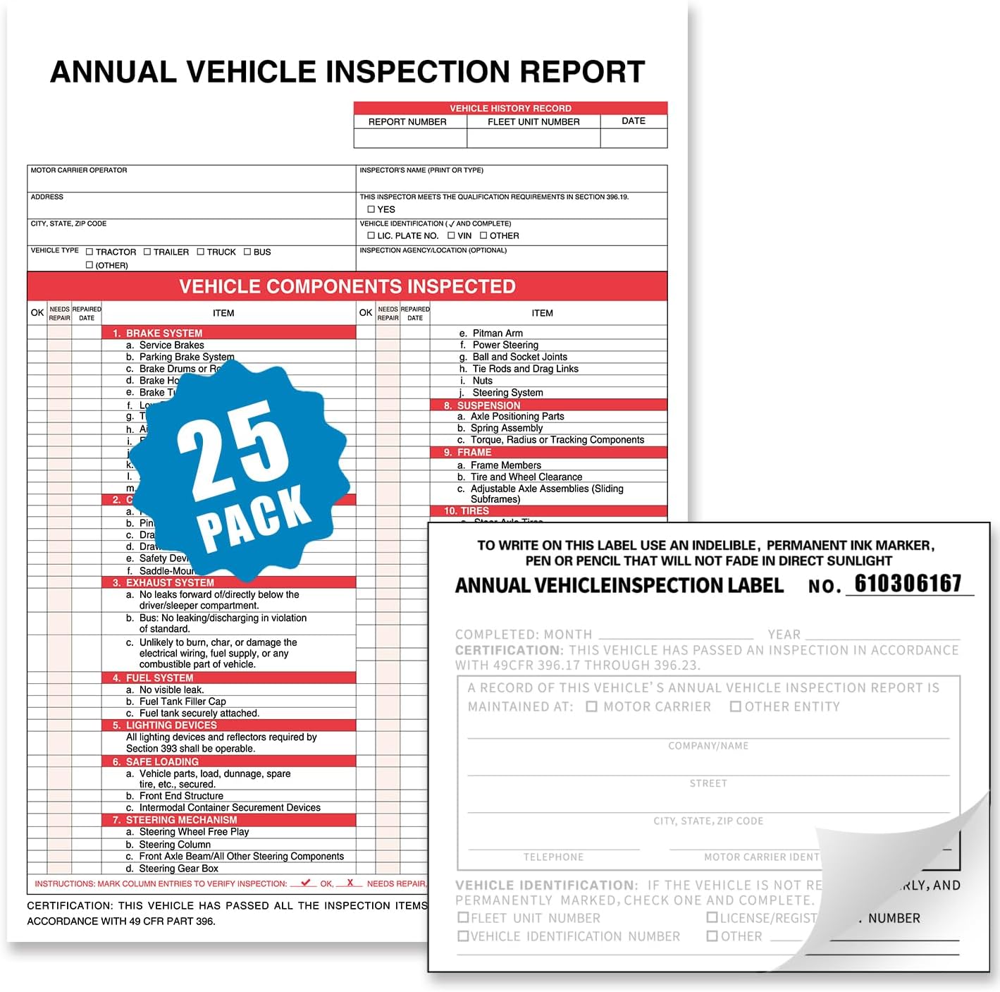 Amazon.com : J. J. Keller 5-Pack, Aluminum Annual Vehicle Inspection ...