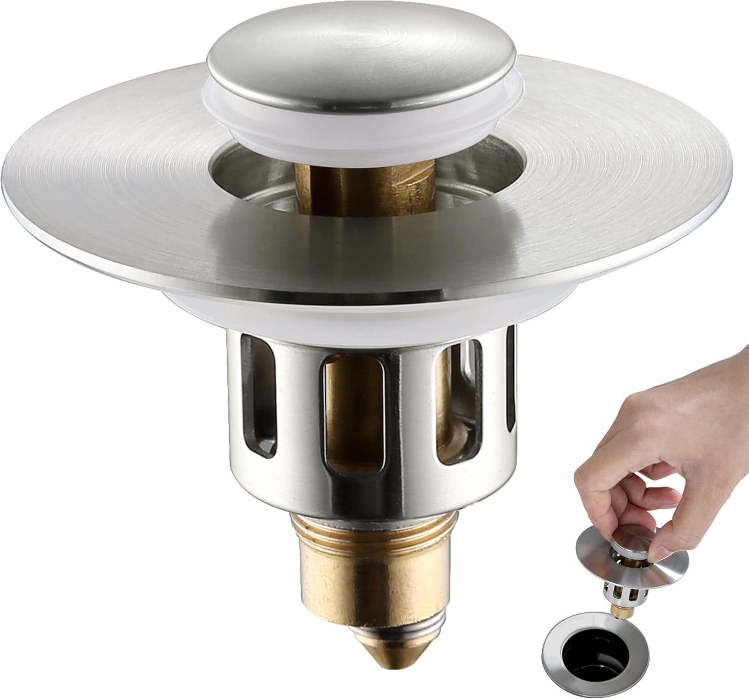 Amazon.com: Universal Bathroom Sink Stopper - Stainless Steel Pop Up ...
