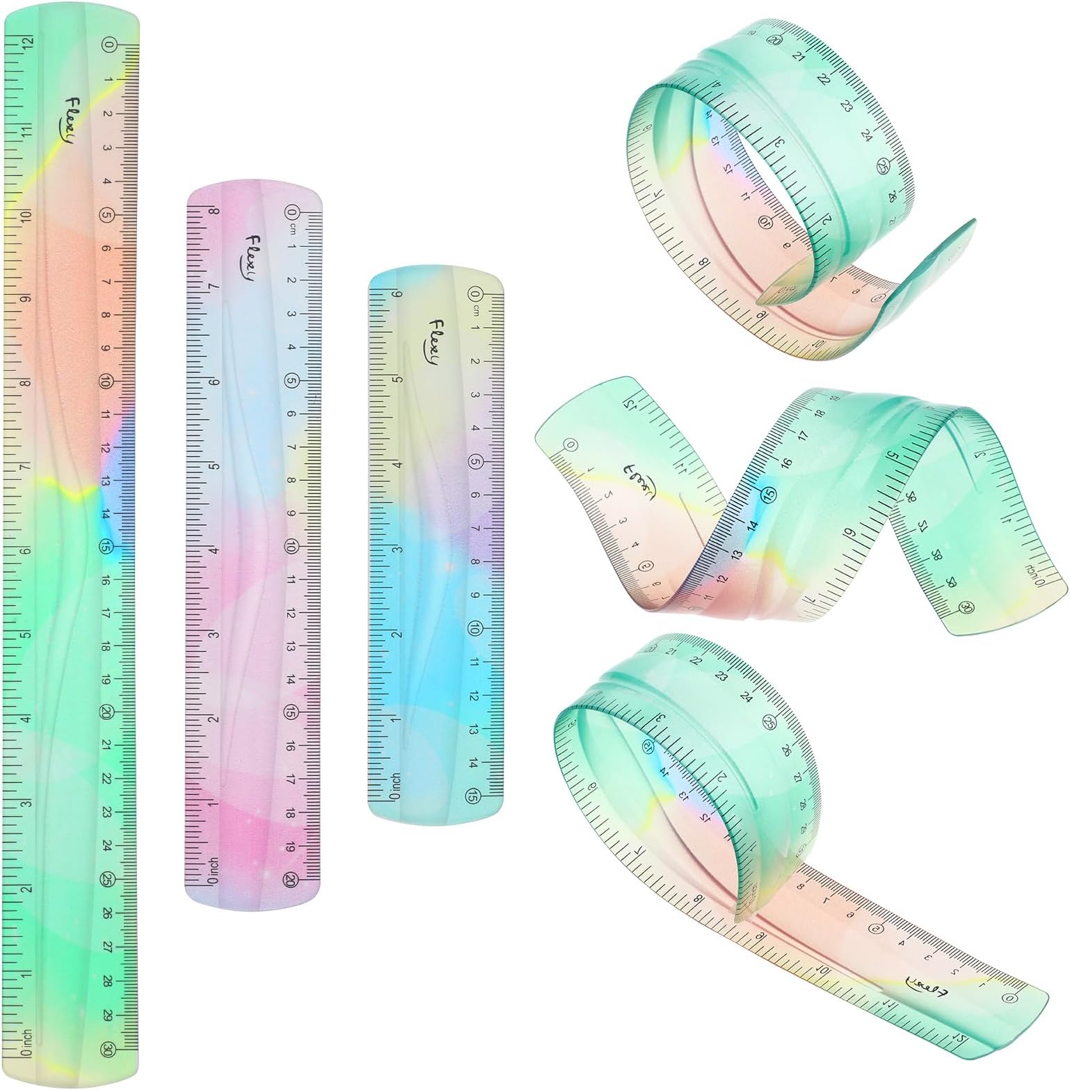 Amazon.com : 3pcs Flexible Rulers for School, 12/8/6 inch Bendable ...