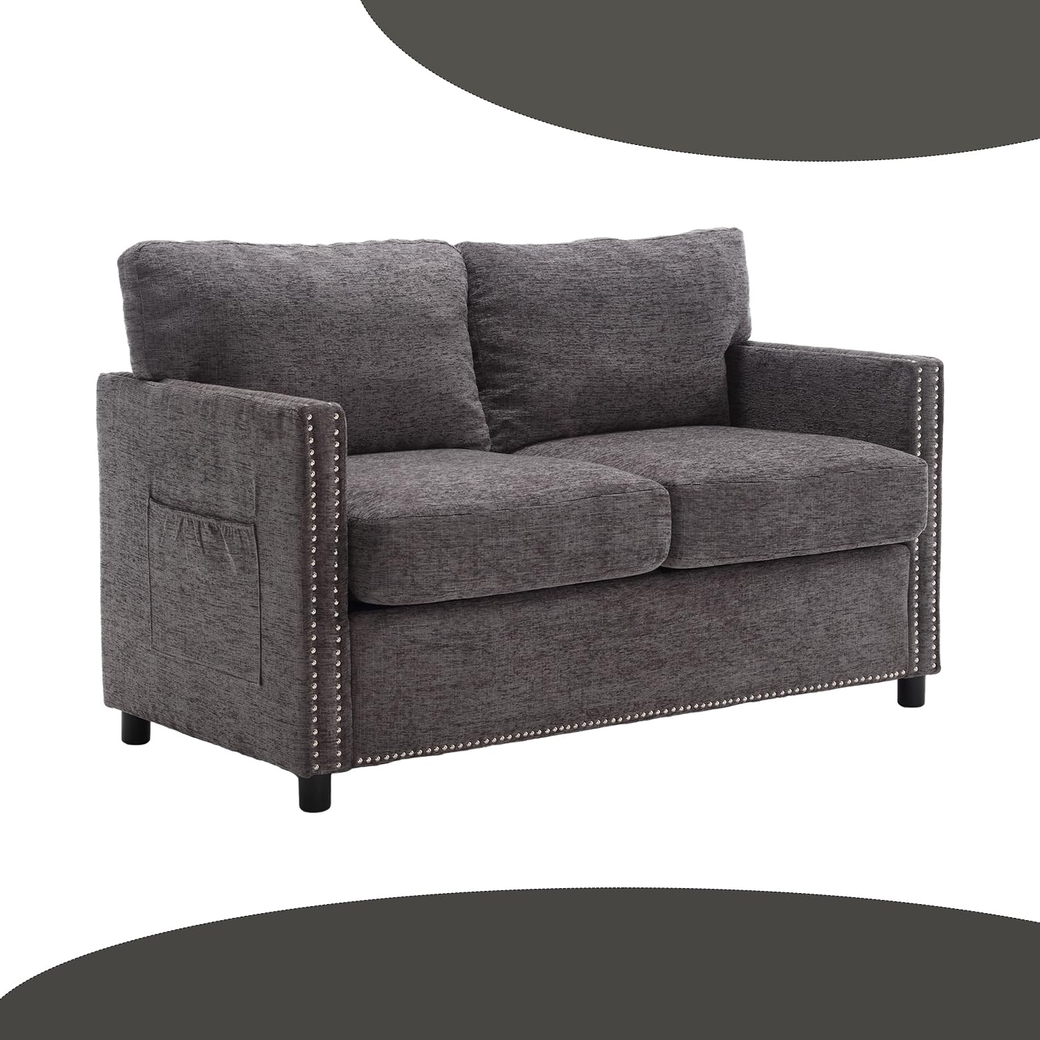 Amazon.com: 52" Chenille Loveseat Sofa with Rivet Accents, Side Storage ...
