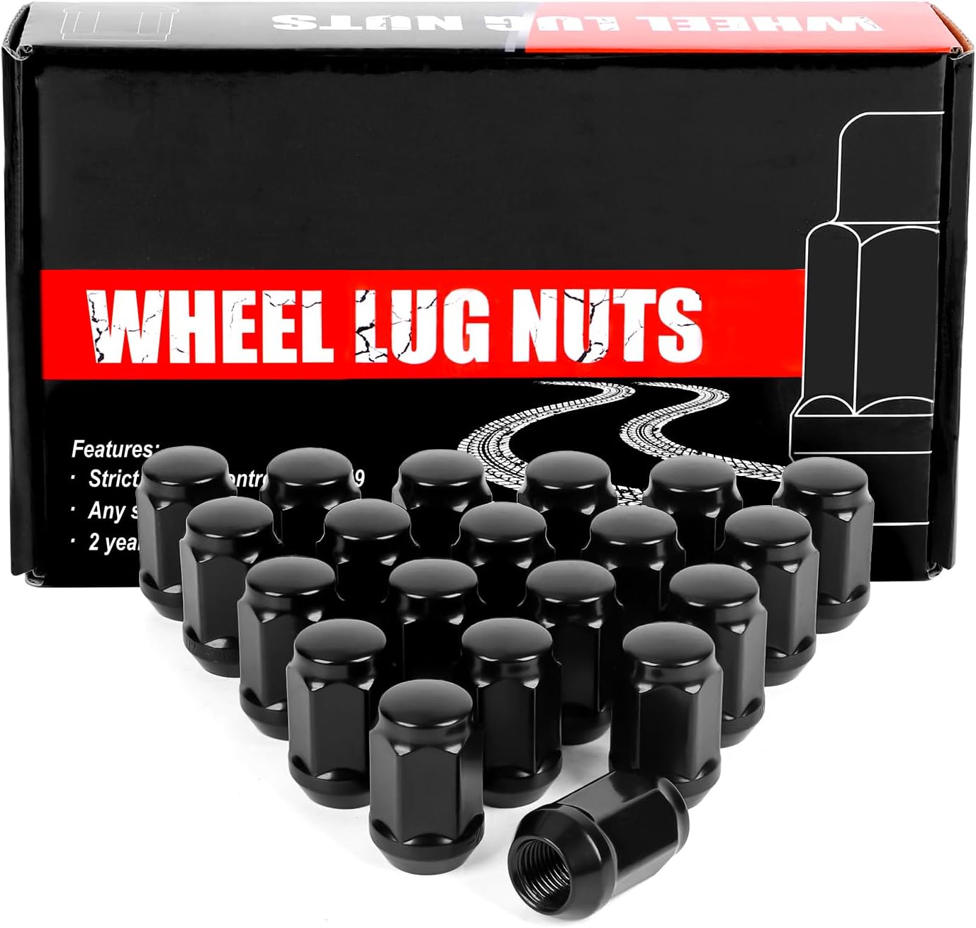 Amazon.com: White Knight 1704SBK-4 Black 1/2"-20 Bulge Acorn Lug Nut, 4 ...