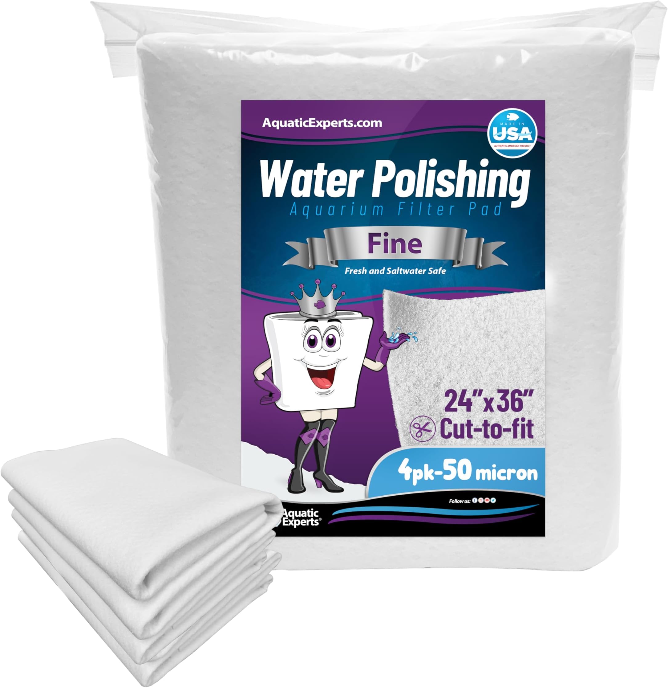 Amazon.com : Aquatic Experts 100 Micron 24" x 36" Polishing Filter Pad ...