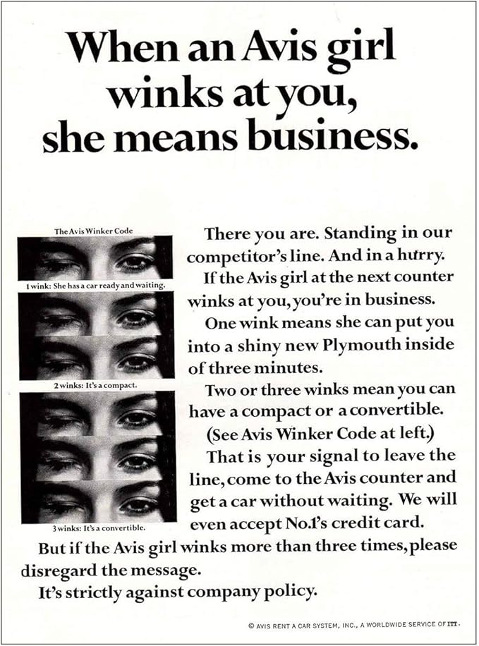 Amazon.com: RelicPaper 1967 Avis: Winking Girl, Avis Print Ad: Posters ...