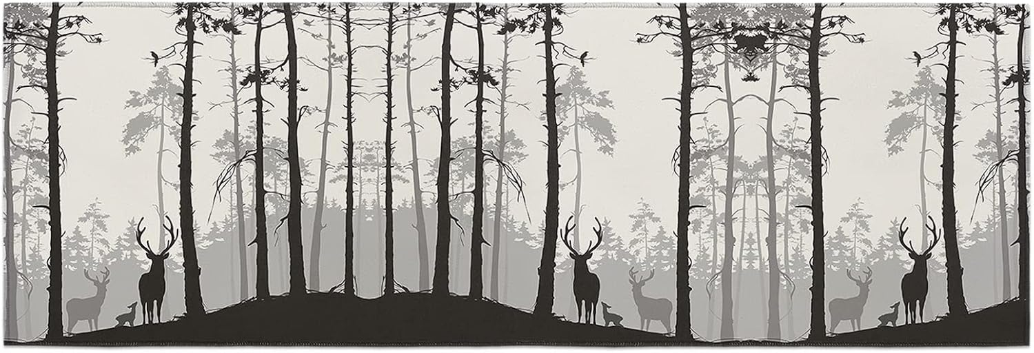 Amazon.com: Runner Rug Foggy Forest Deer Area Rugs Hallway Carpet ...