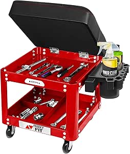 Amazon.com: FreekyFit Rolling Creeper Garage Shop Seat for Men, Padded Mechanics Stool with Tool ...
