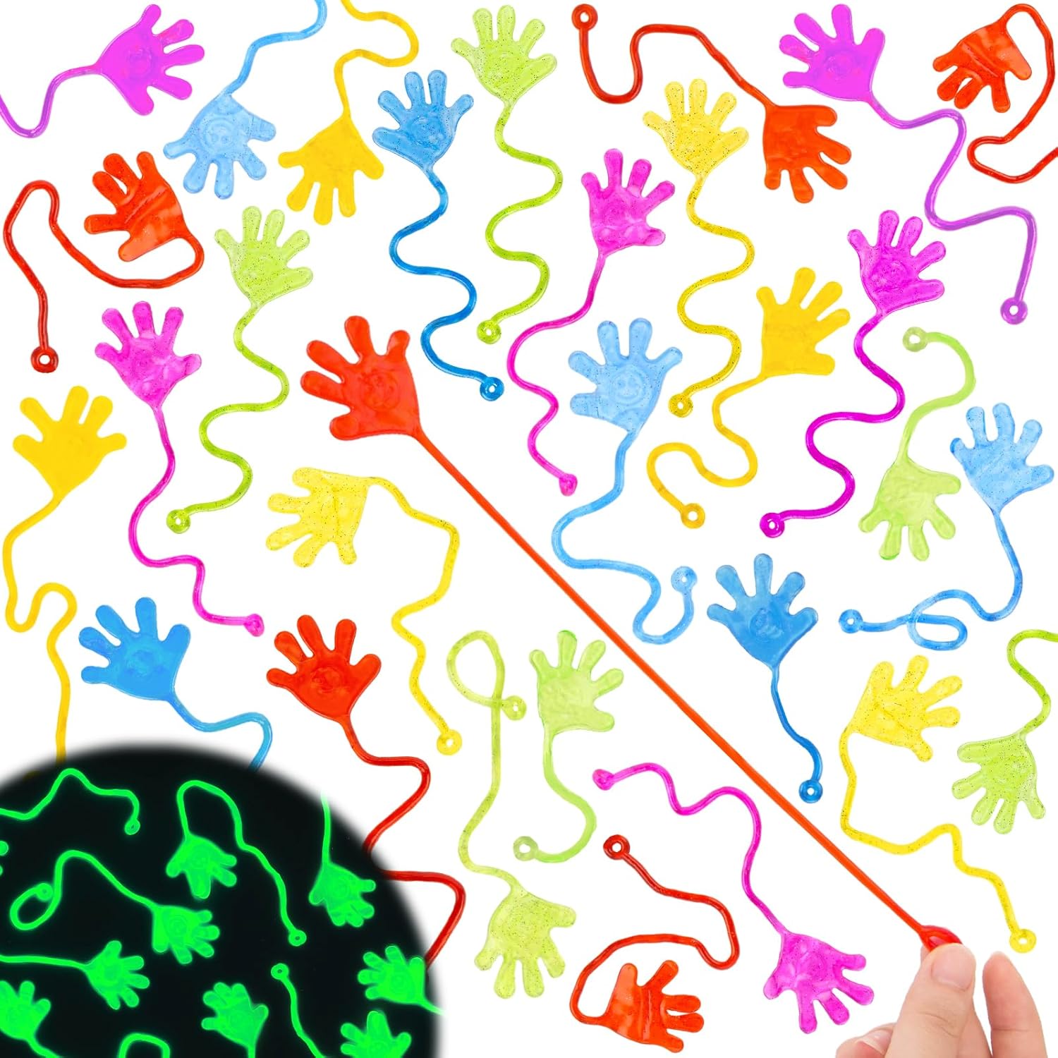 Amazon.com: Shindel 115PCS Glitter Sticky Hands Bulk, Party Favors Toys ...
