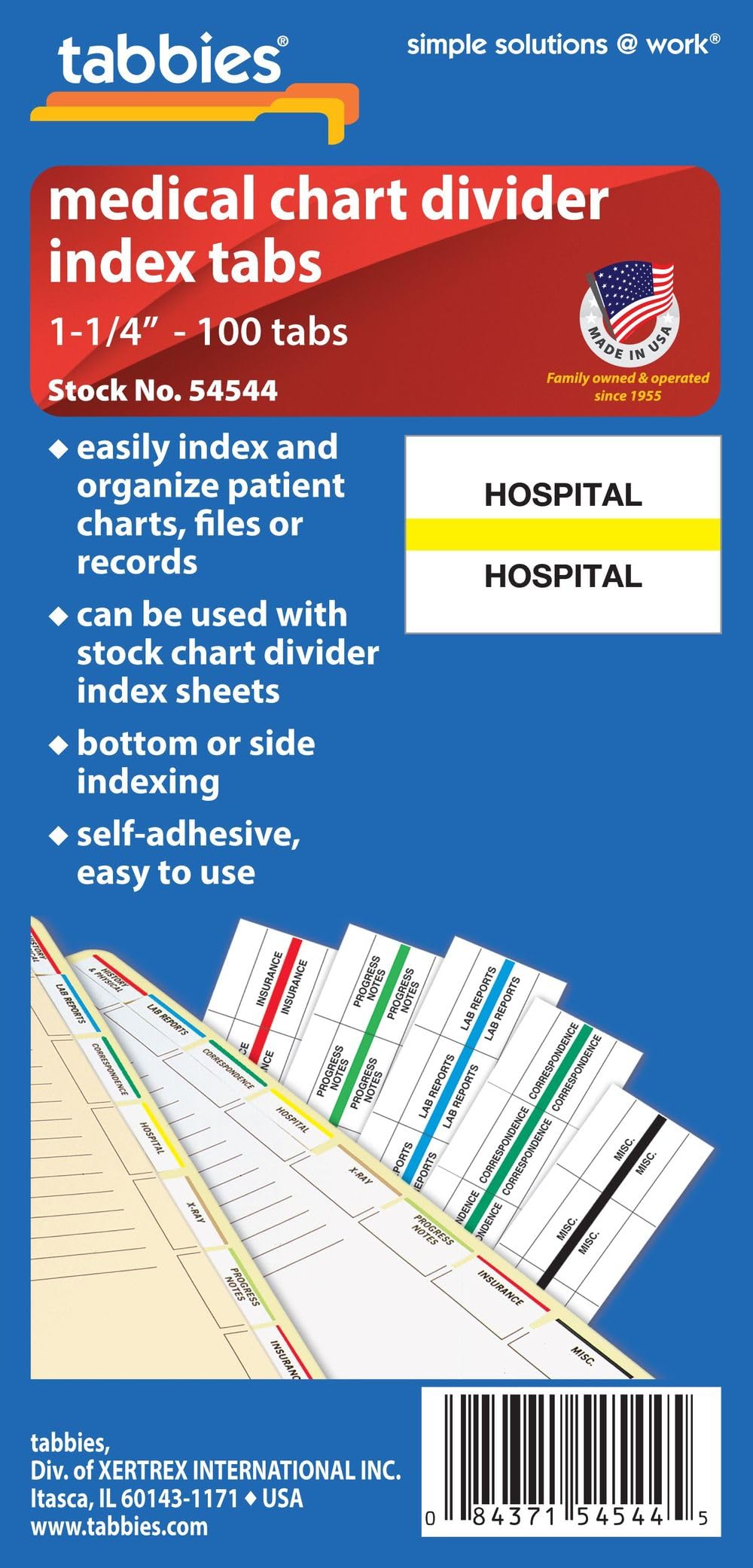 Snapklik.com : Tabbies Medical Chart Index Tabs "Hospital" 1-1/4"W X 1/2"H