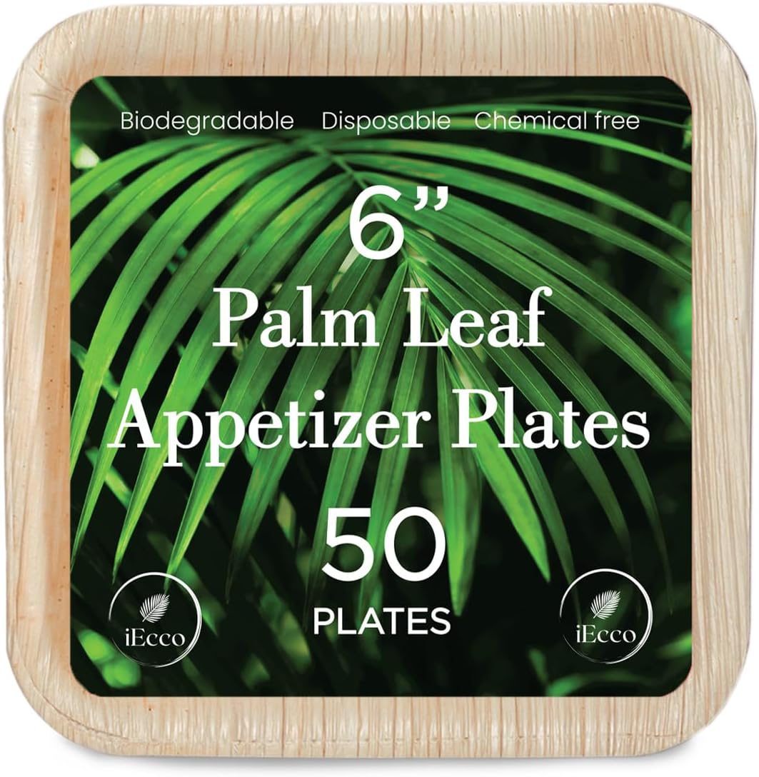 Amazon.com: Chic Leaf Palm Leaf Plates Disposable Inch Square Pack ...