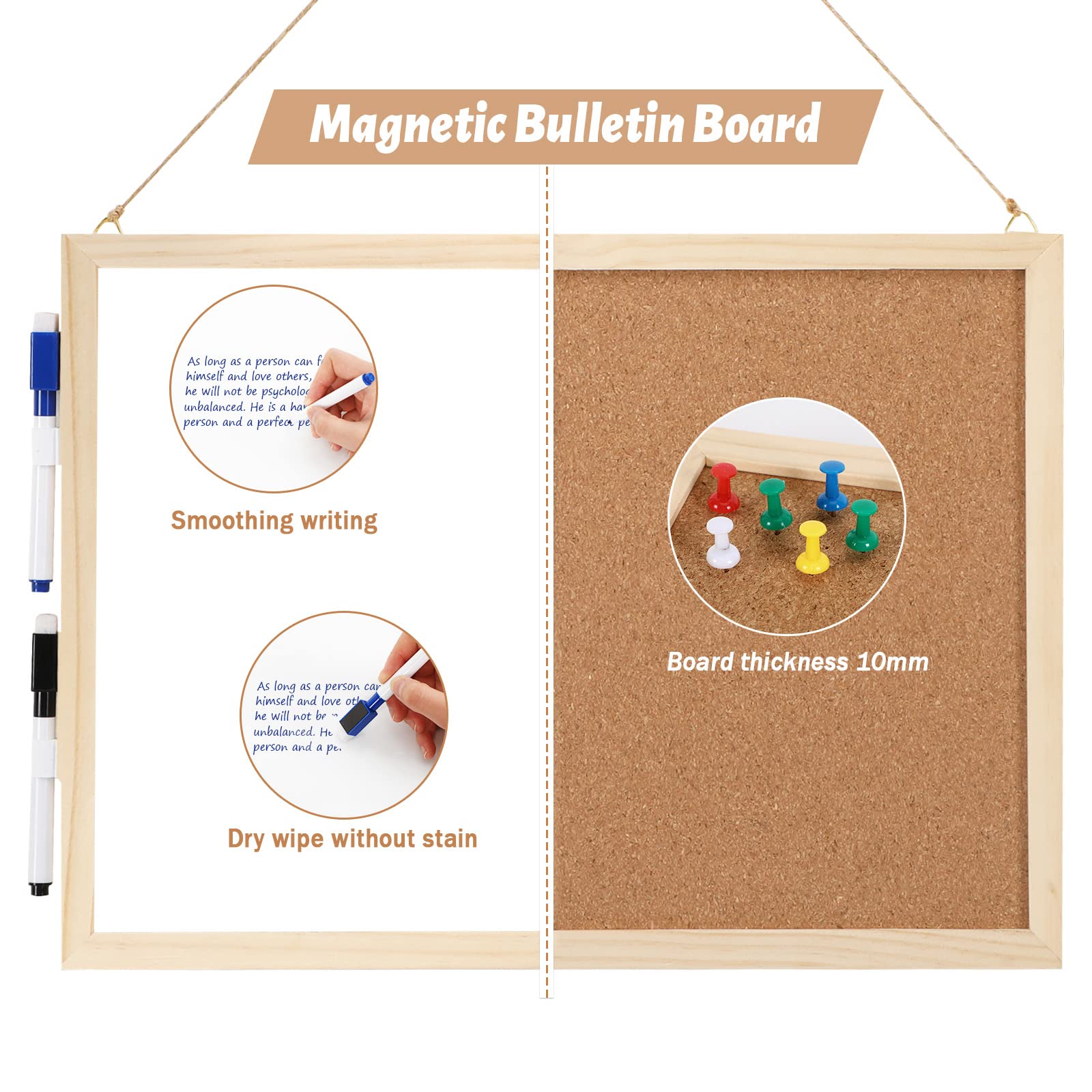 Snapklik.com : 2-Pack Cork Board White Board Combo - 15.7 X 12 Inches ...
