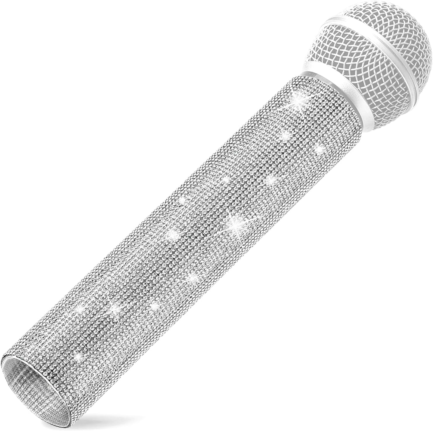 Amazon.com: Facmogu Silver Mic Handle Cover, Rhinestones Mic Handle ...
