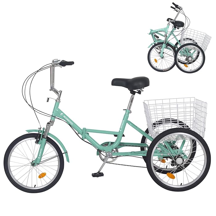 Buy Slsy Adult Folding Tricycles, 7 Speed Folding Adult Trikes, 20 24 ...