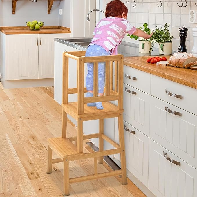 COSYLAND Kitchen Nursery Step Stool for Kids - A-shaped Solid Standing ...