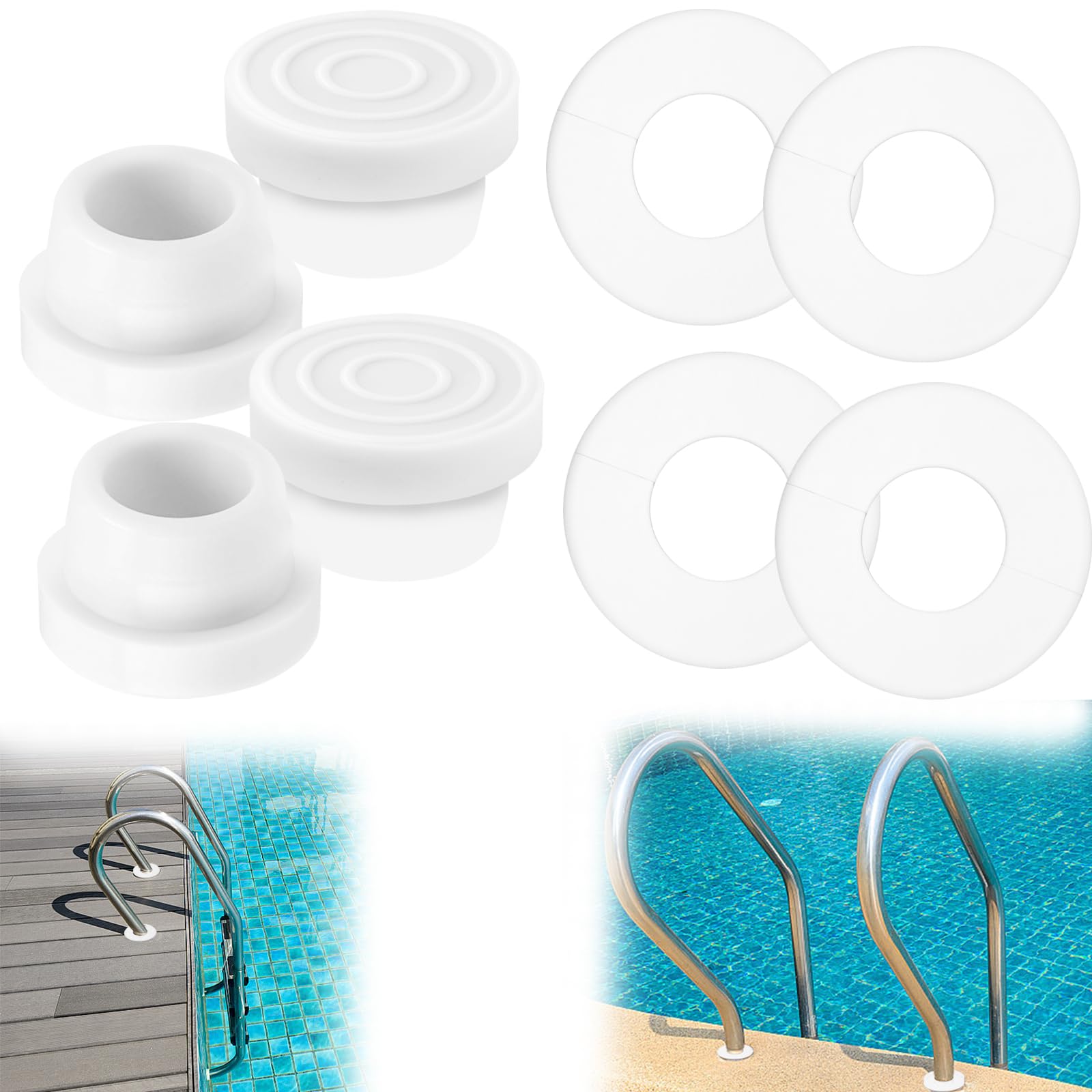 Amazon.com: 4Pcs Escutcheon Plate, 4Pcs Rubber Pool Ladder Inside Plug ...