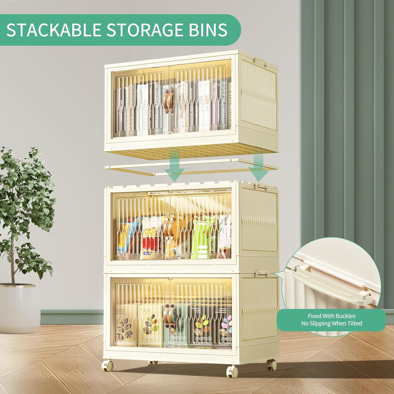 Roweida Contenedores de almacenamiento apilables con tapas ...