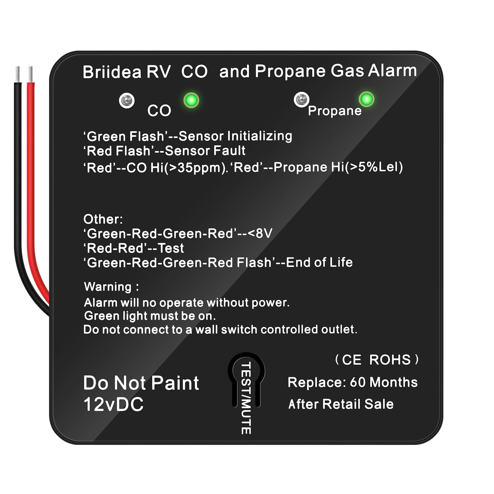 Snapklik.com : RV Carbon Monoxide & Propane Gas Alarm, Briidea Dual LP ...