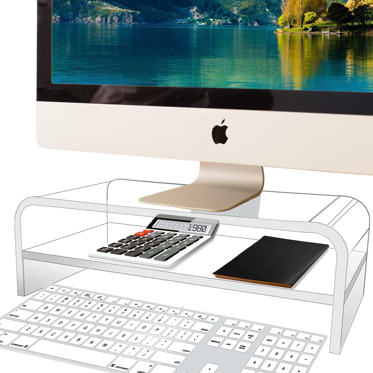 Amazon.com: TINOMAR Acrylic Monitor Stand, 2 Tier Computer Monitor ...