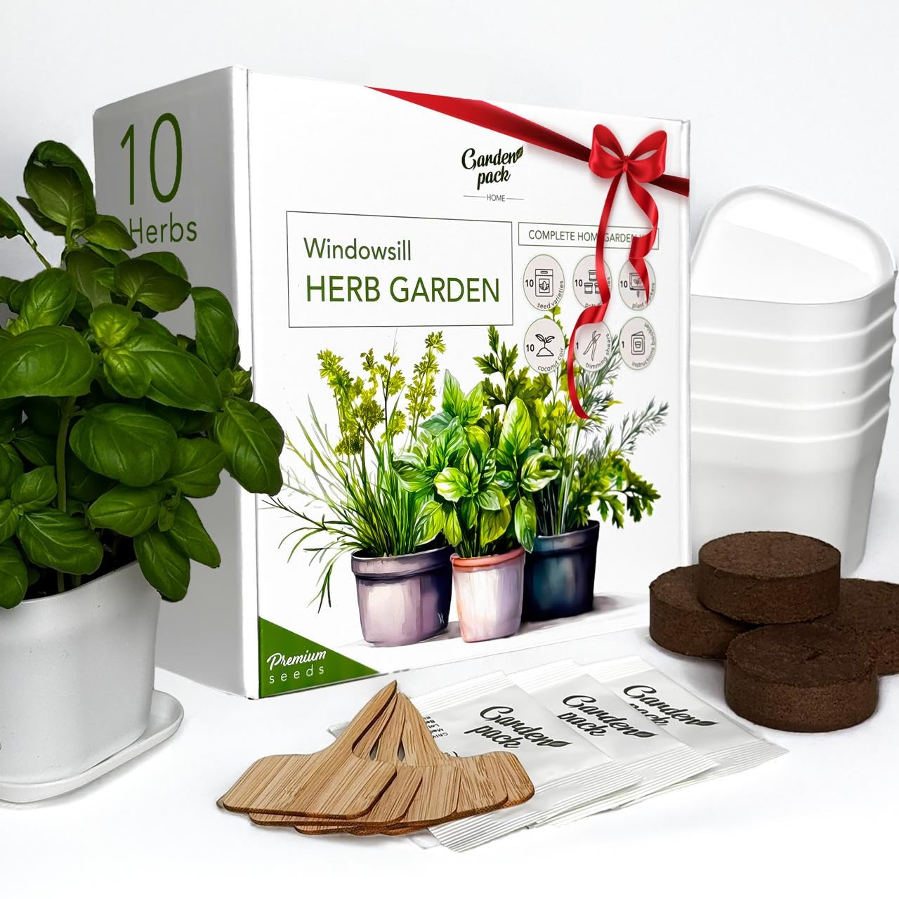 Amazon.com : Garden Pack 10 Herb Indoor Window Herb Garden - Includes ...