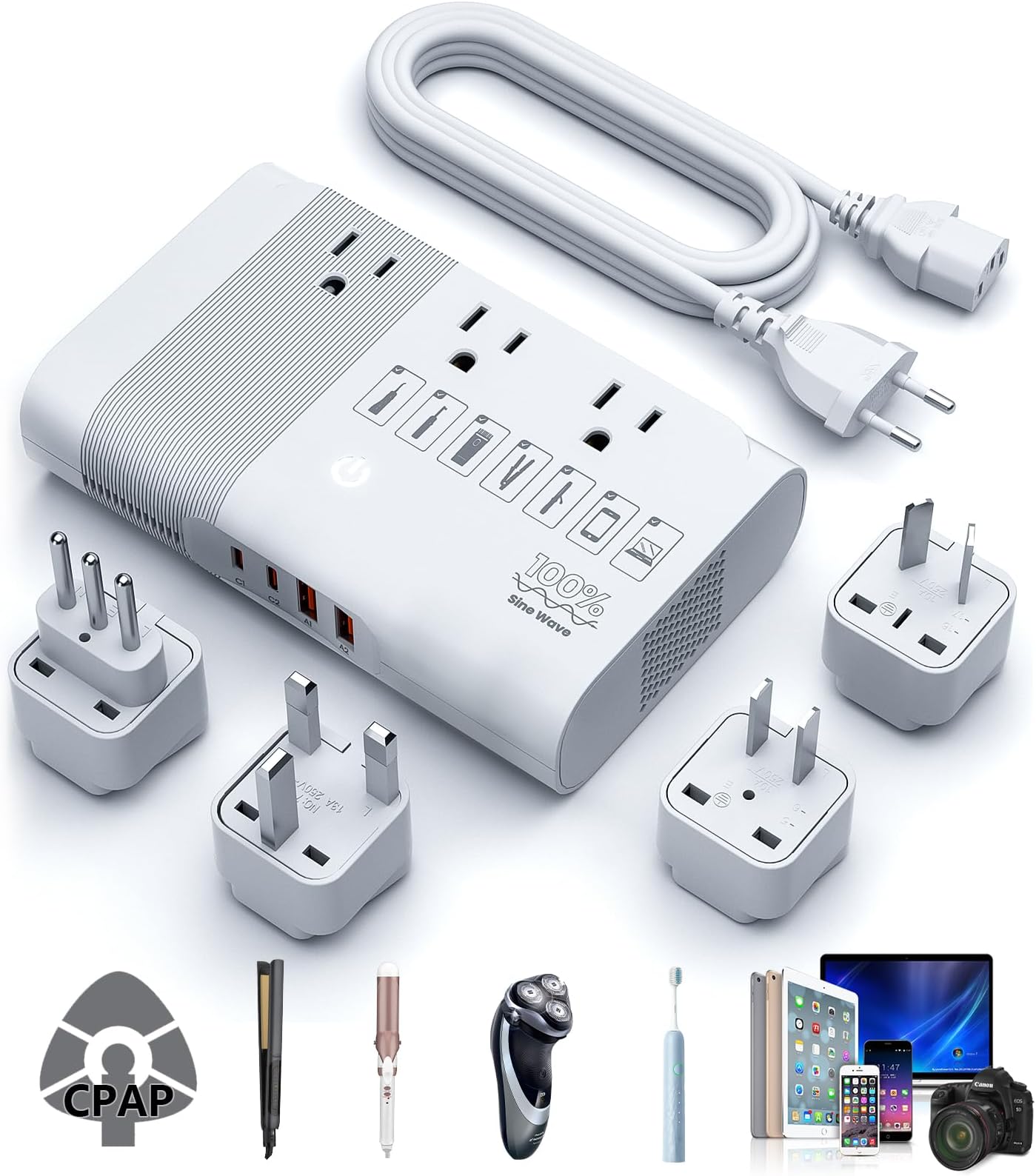 Amazon.com: DOACE 220v to 110v Voltage Converter for European Travel ...