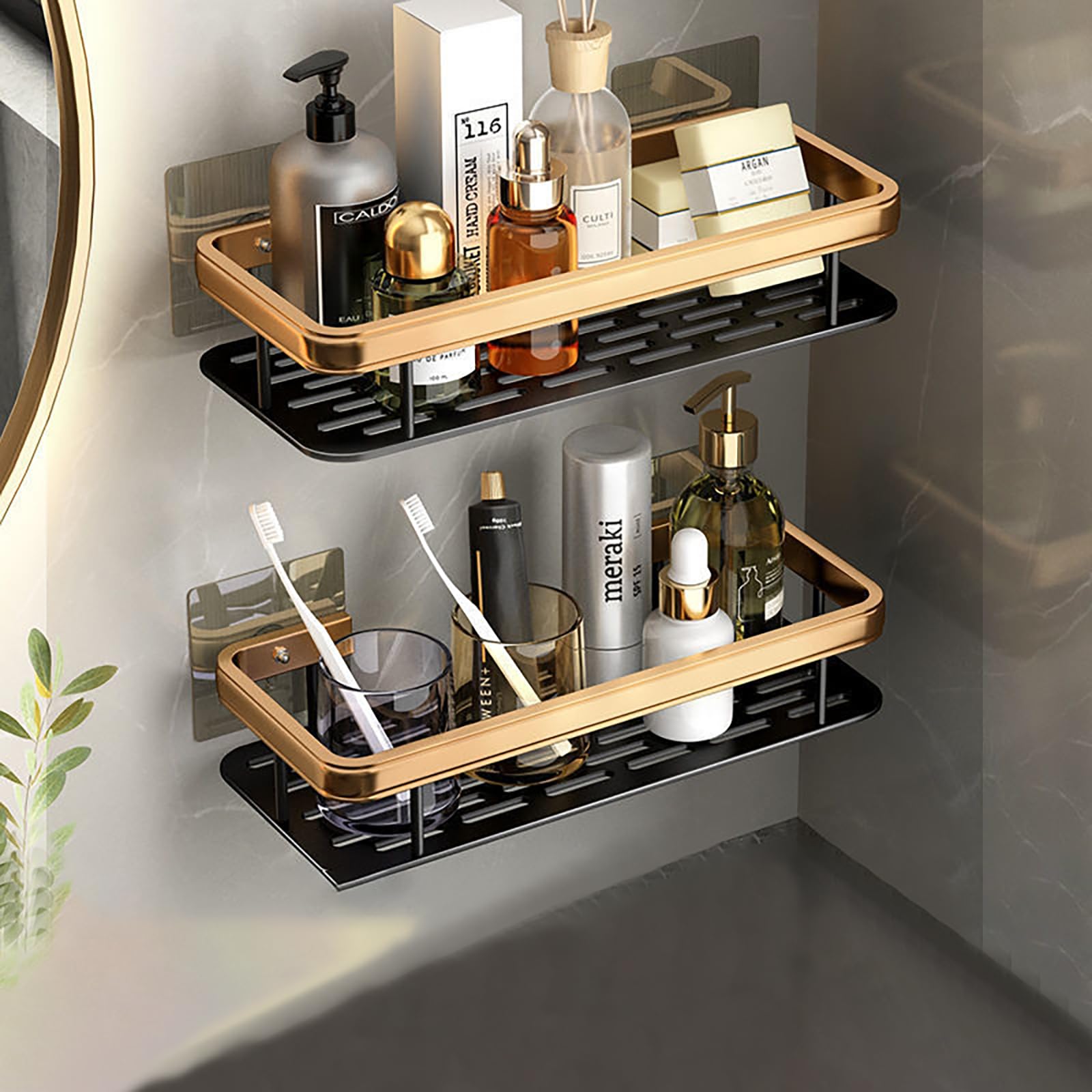 2 Pack Shower Caddy Shelves, Organizer Rack Self Adhesive Bathroom ...