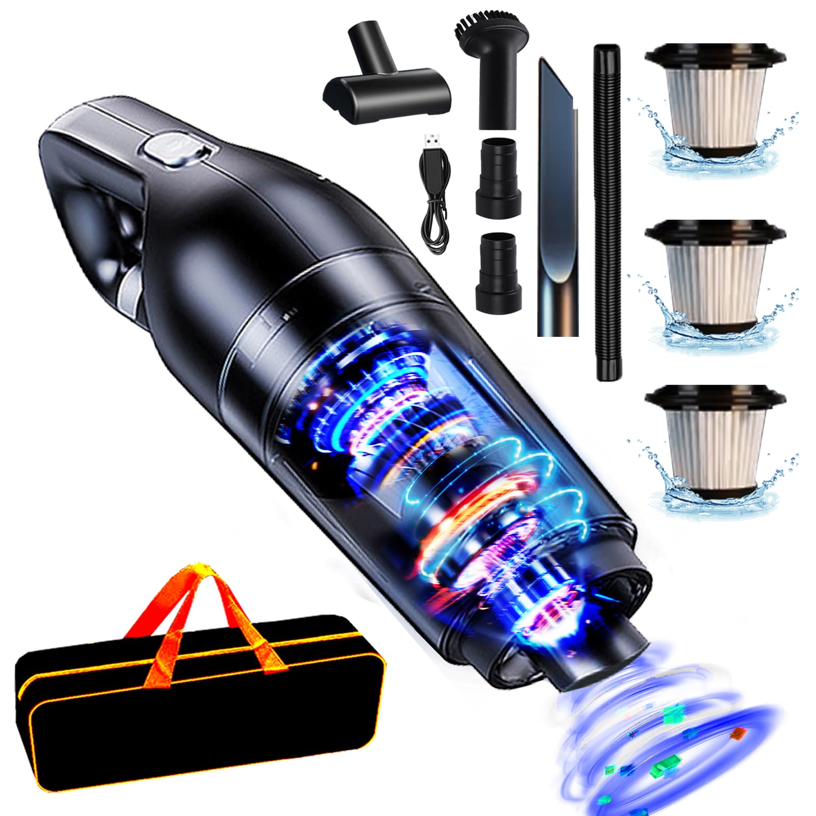 Cordless Handheld Vacuum Cleaner, 15000PA Strong Suction, Powerful 120W ...